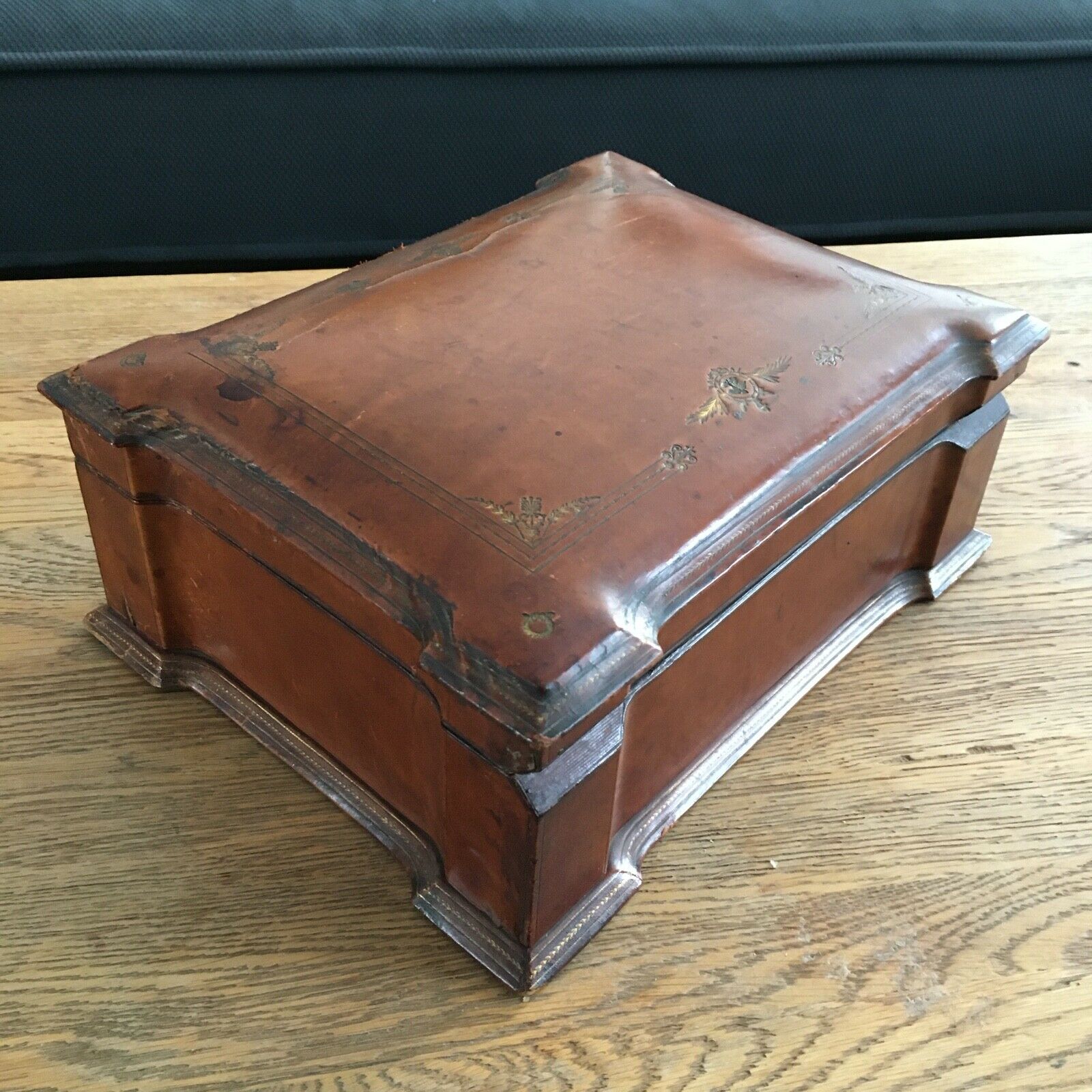 Coffret gainé de cuir empire aigle couronnes de laurier miroir biseauté ...