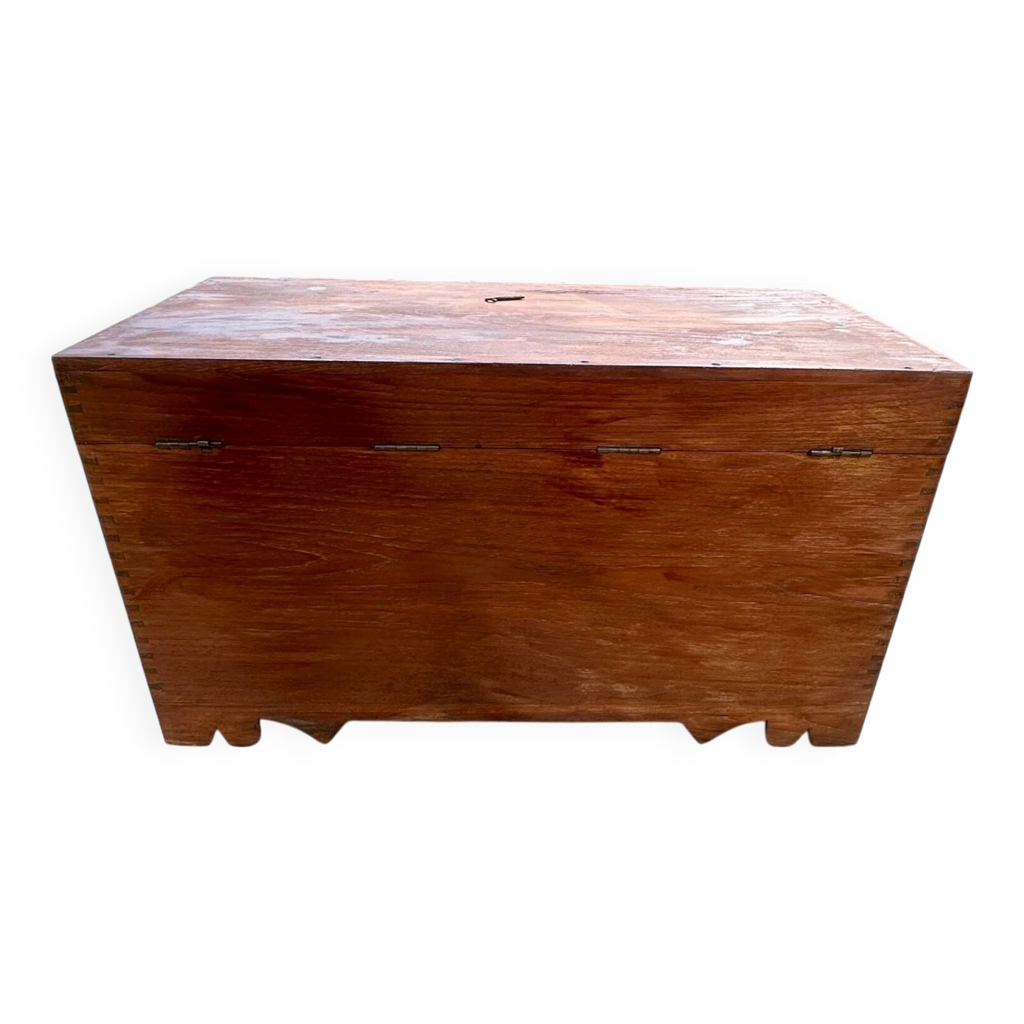 Coffre de Demeure Anglo-Indien en Teck Massif vers 1880 | Selency