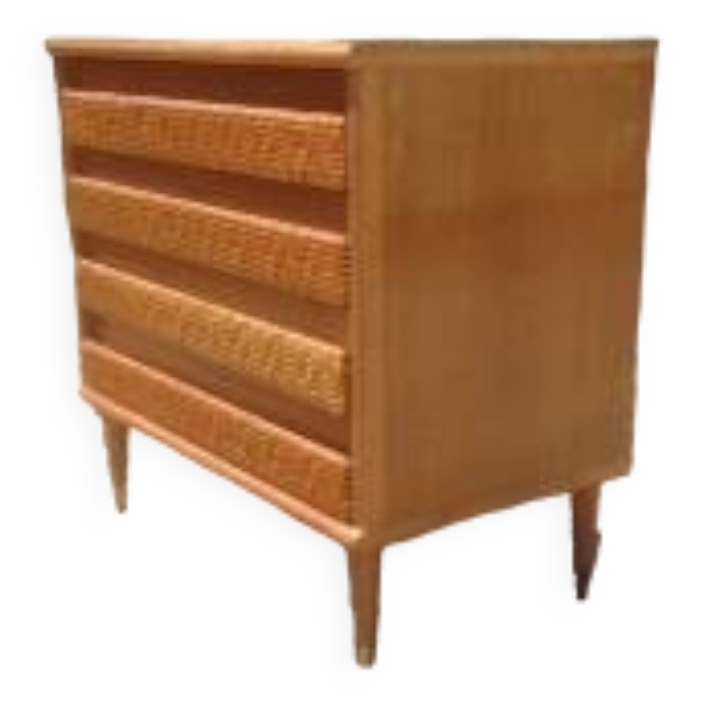 Commode bois et rotin vintage | Selency