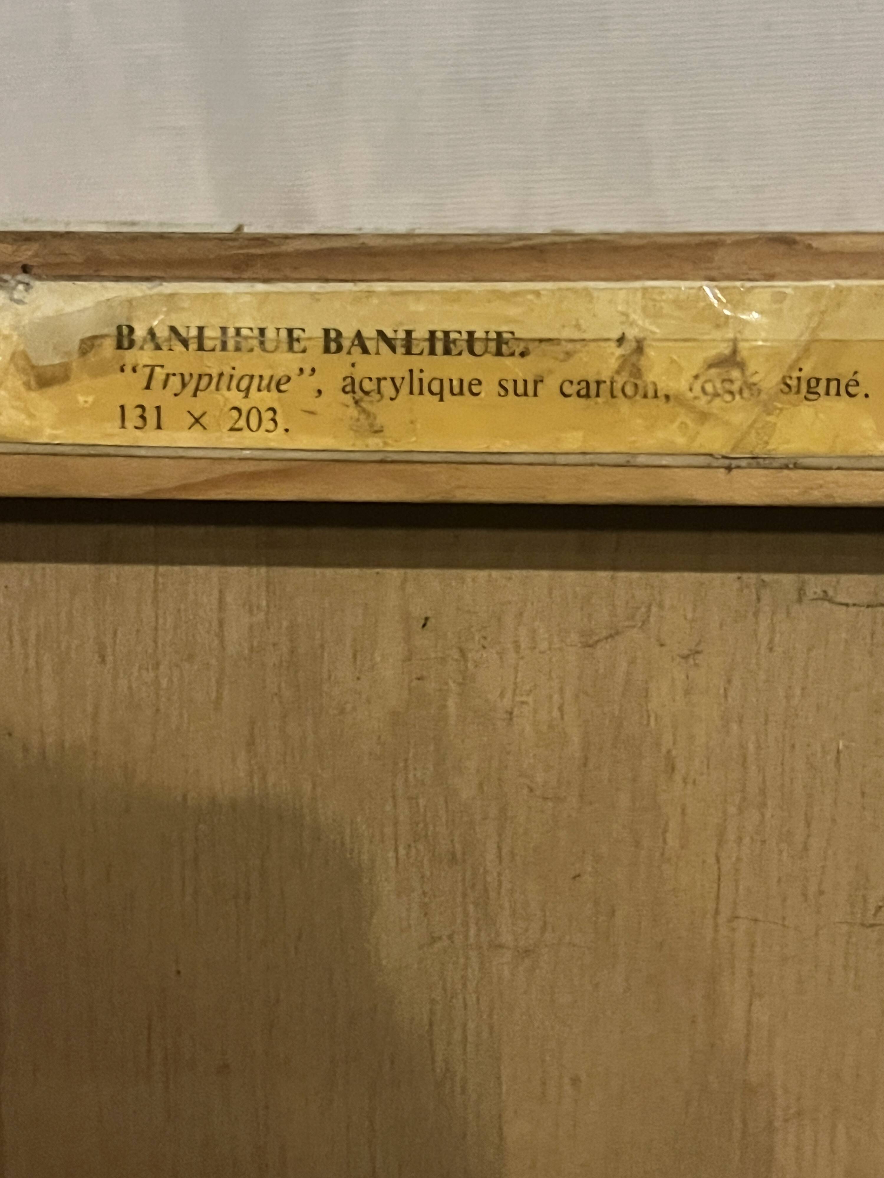 Tableau XXXL signé Collectif Banlieue Banlieue Technique mixte sur bois ...