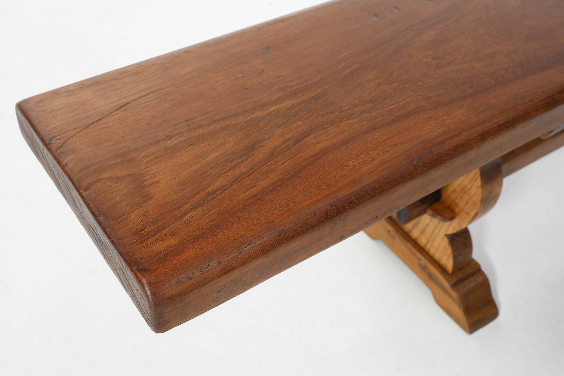 Banc de monastère extra-long en bois d'orme massif, vers 1850 | Selency