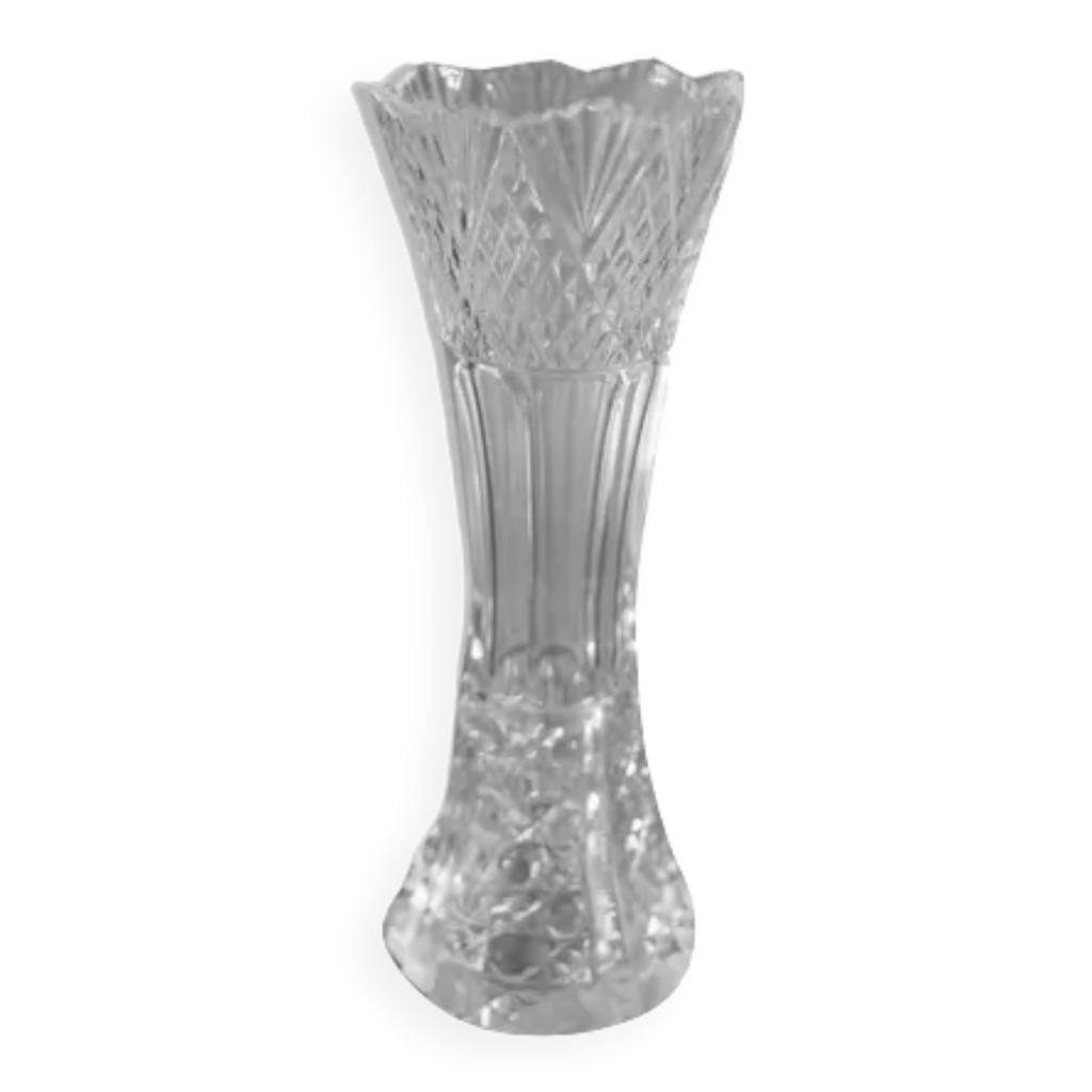 Soliflore vase ancien verre ciselé transparent | Selency
