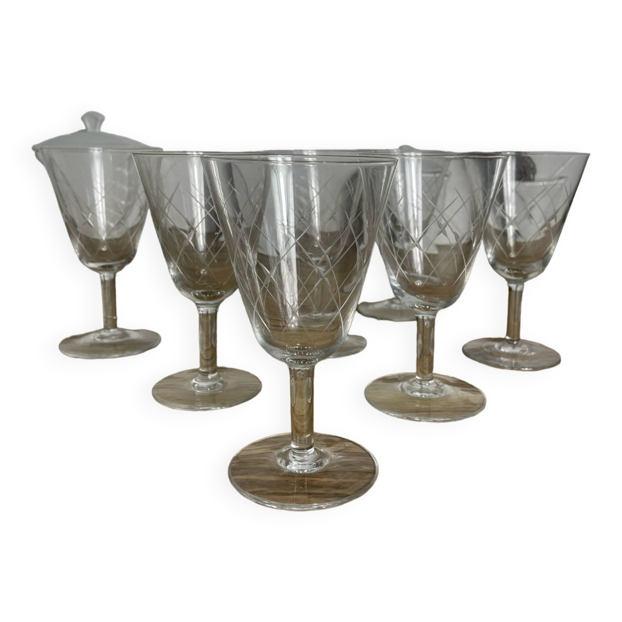 Set de verres à vin vintage en cristal ciselé | Selency