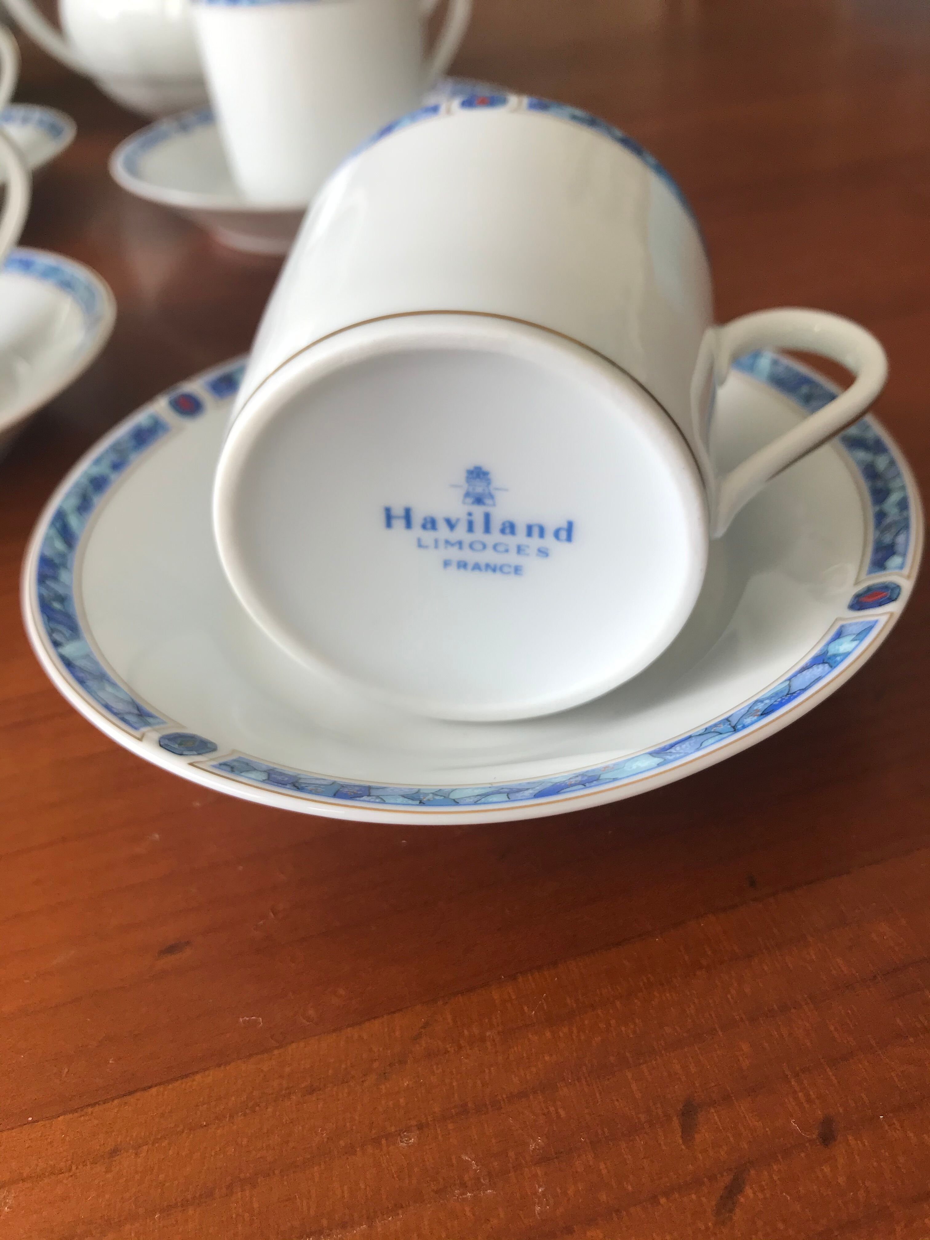 Service à café porcelaine "Paladin" Marie-Pierre Boitard pour Haviland ...
