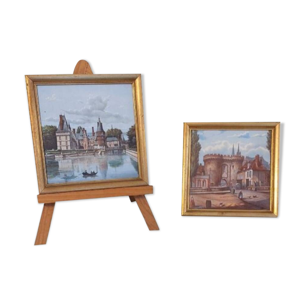 2 tableaux paysages - scènes de vie | Selency