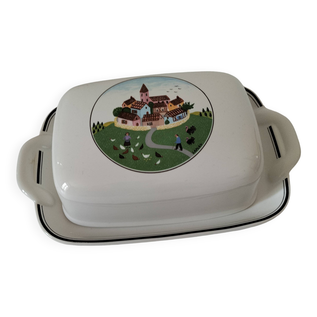 Beurrier en porcelaine Villeroy & Boch – modèle "Dessin Naïf" – années ...
