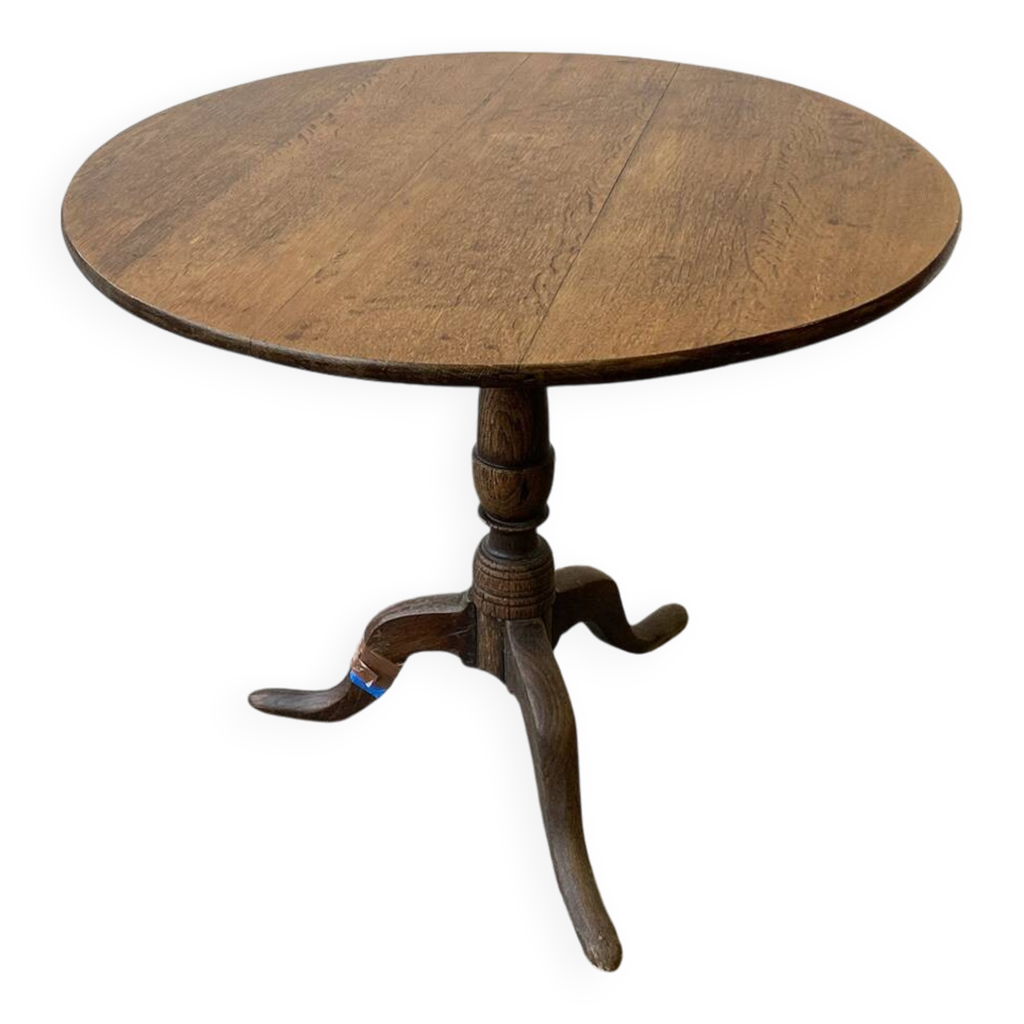 19th century antique oak round tilt top table | Selency