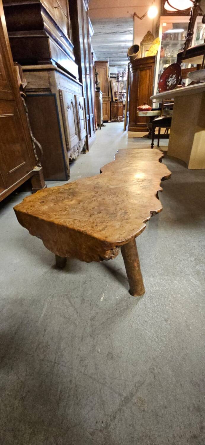 Table basse en orme massif vers 1960 | Selency