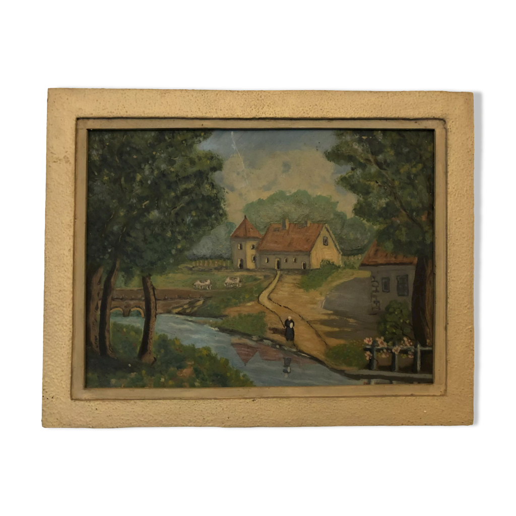 Tableau paysage campagne ferme nature | Selency