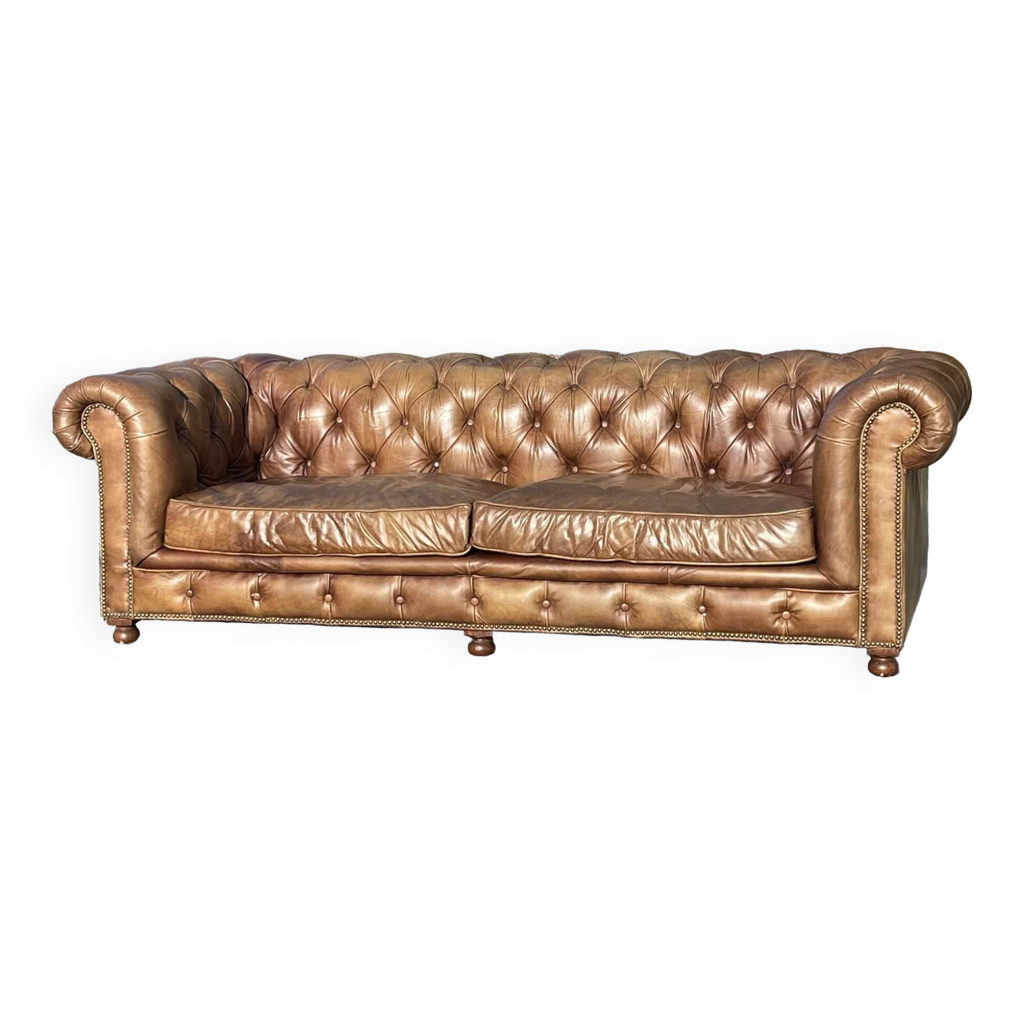 Chesterfield 3-4 places en cuir des années 1990 | Selency