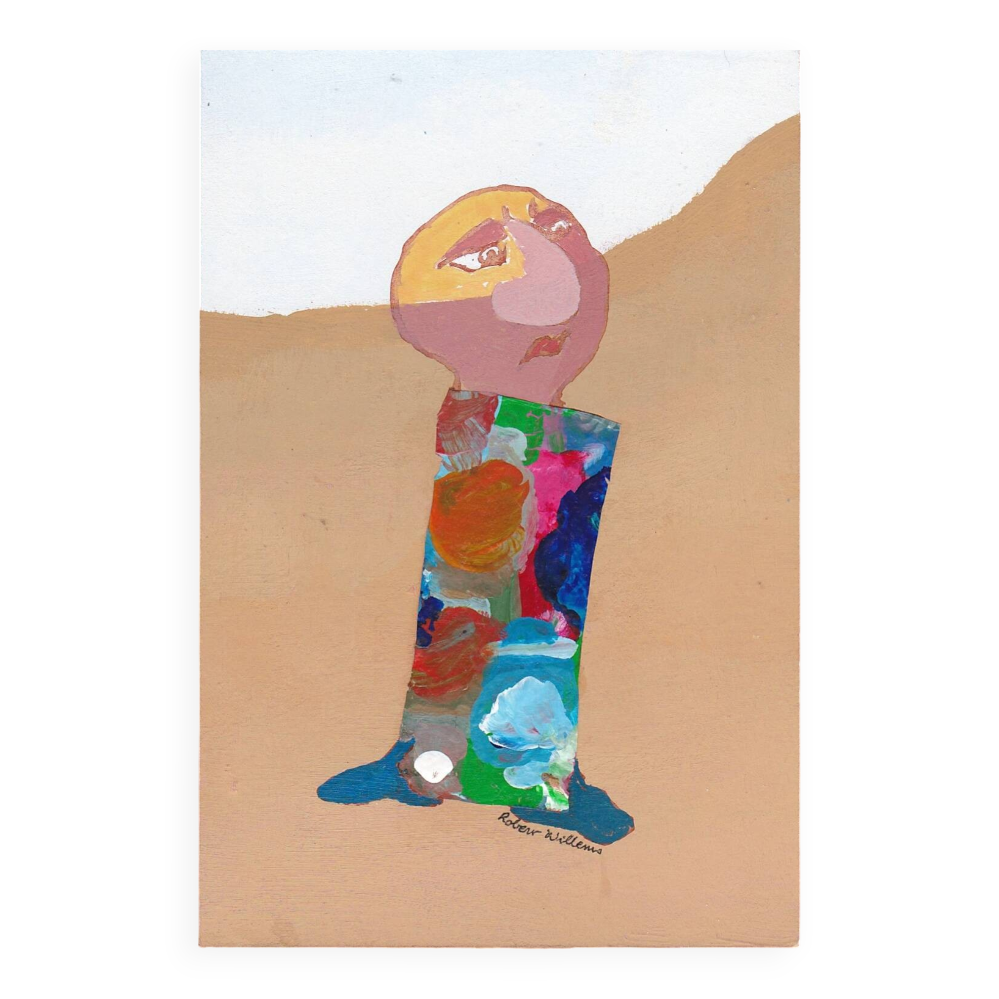 Original work signed by Robert Willems, gouache and collage. greeting ...