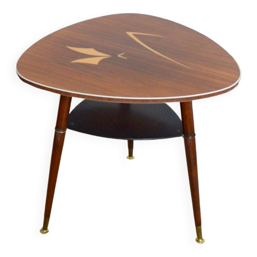 Table tripode bois et formica imprimé vintage 1950s | Selency