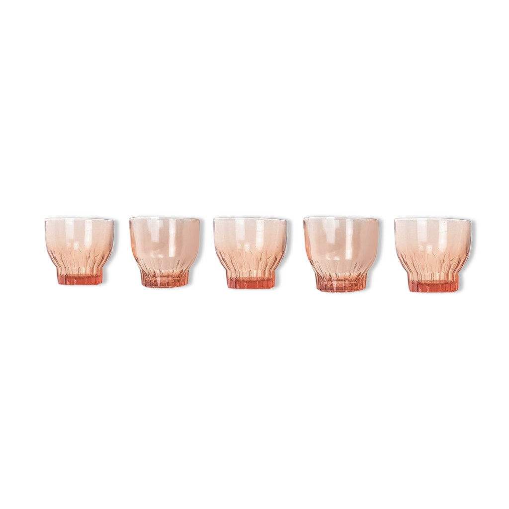 Lot de 5 verres rose style art déco | Selency