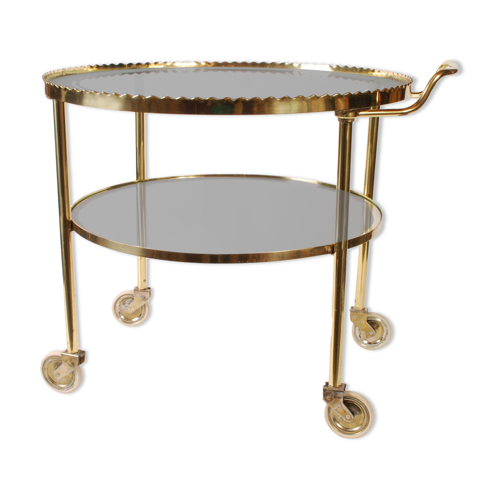 Chariot de service à boissons en laiton poli du milieu du siècle ...