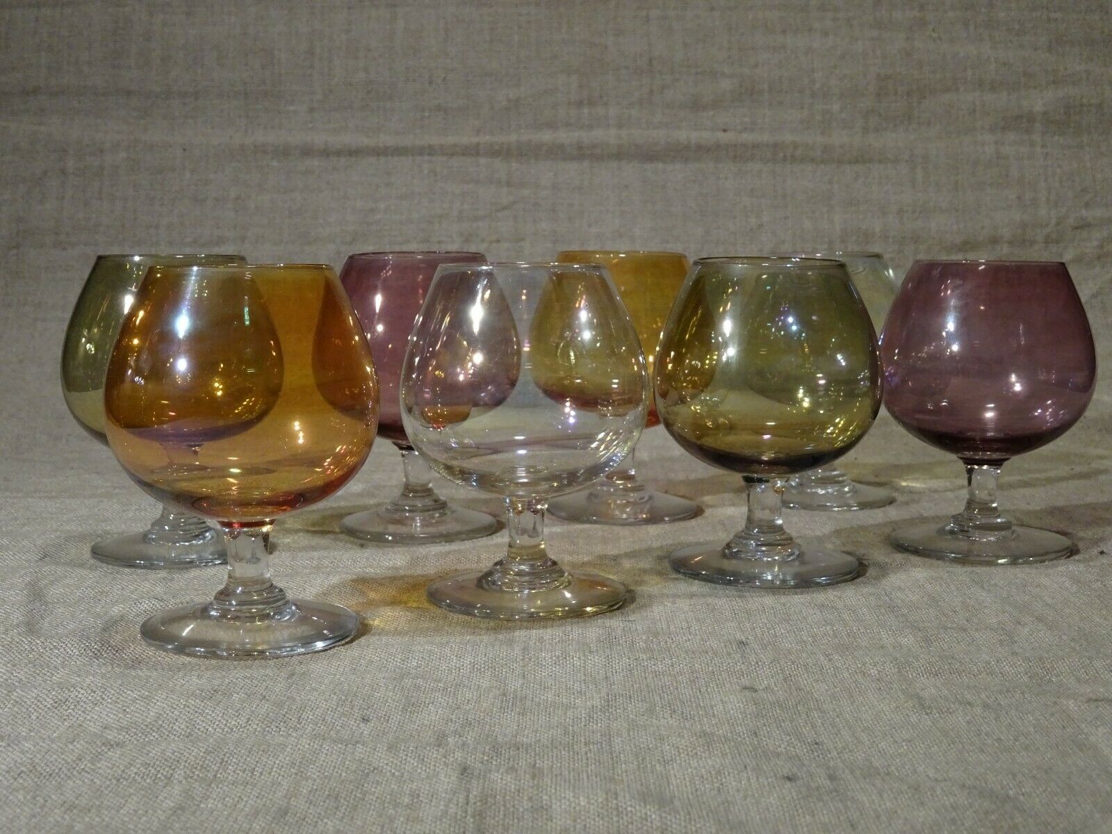 Set de 8 verres colorés à digestif cognac vintage 60's Vallérysthal ...