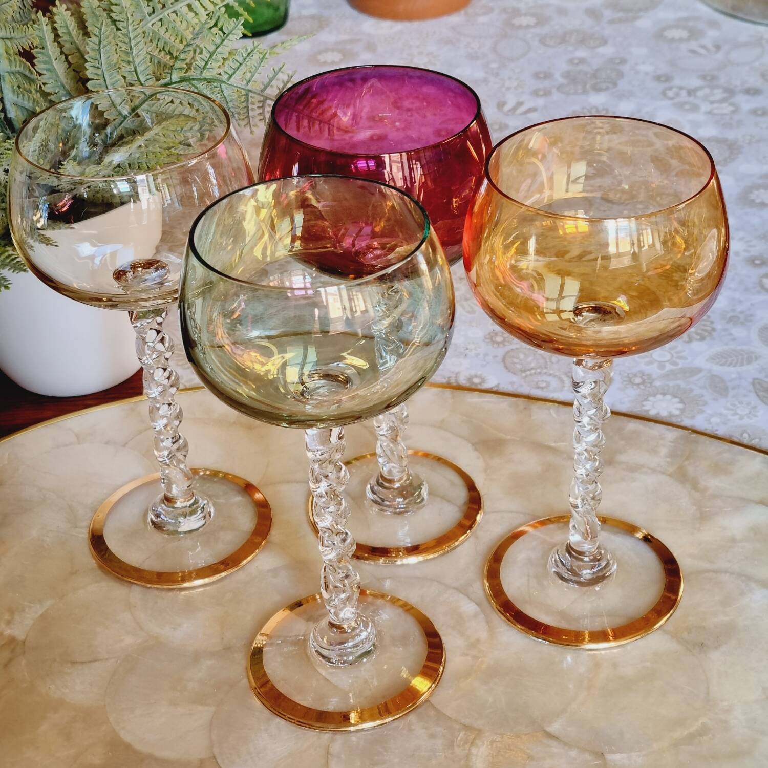 4 verres colorés verre soufflé | Selency