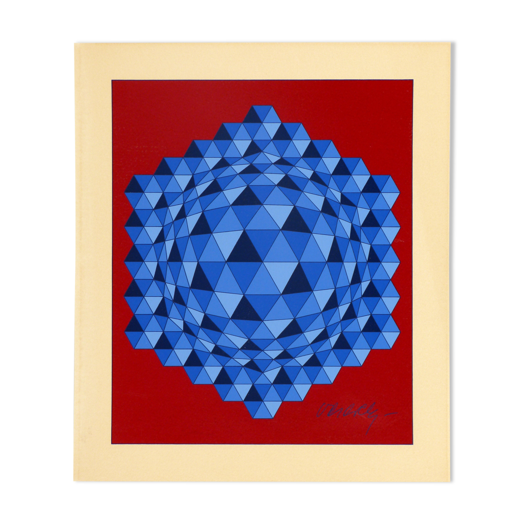 Sérigraphie originale signée à l'encre bleue Victor Vasarely "hexa ...