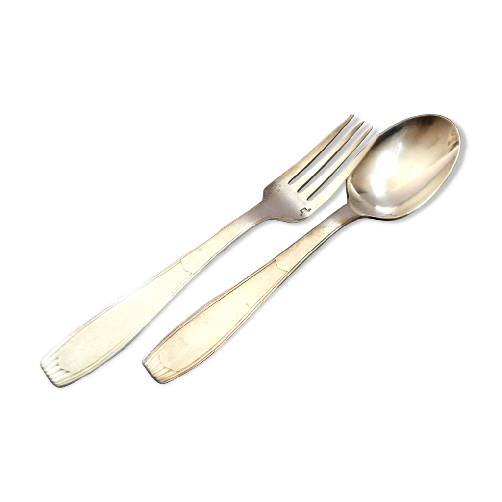 Couvert de table "Saigon" en métal argenté marqué alfenide, Christofle ...