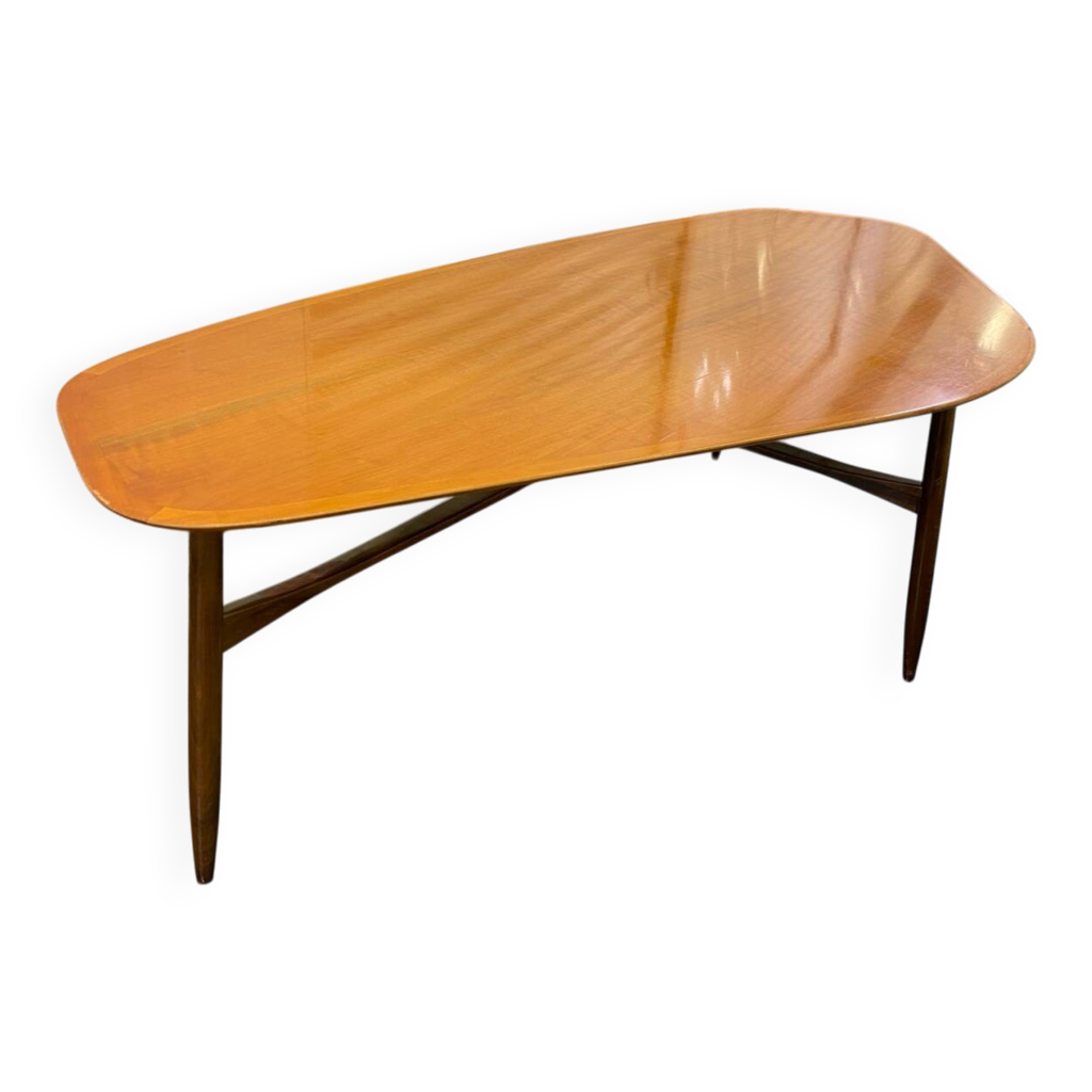 Grande table basse scandinave forme libre en teck 1960 | Selency