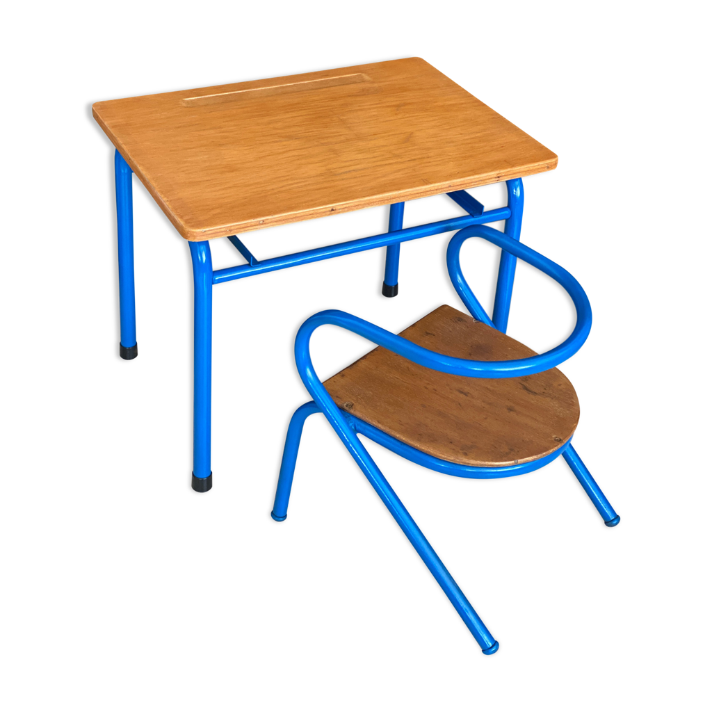 Ensemble bureau et chaise d’écolier bleu | Selency