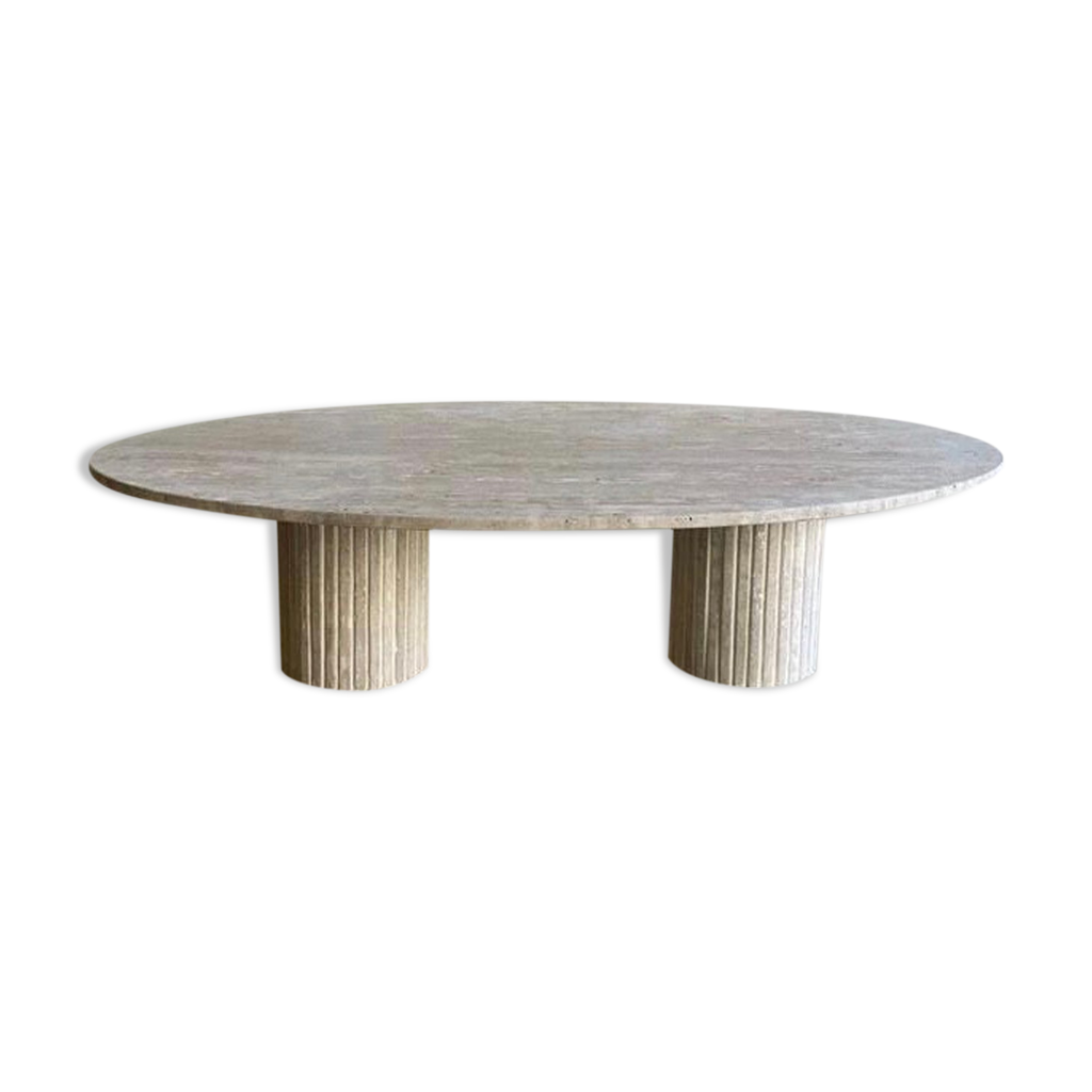 Table basse ovale Calypso - travertin naturel | Selency