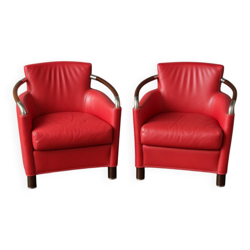 Fauteuils Giorgetti "Progetti" en cuir rouge - design italien de luxe ...