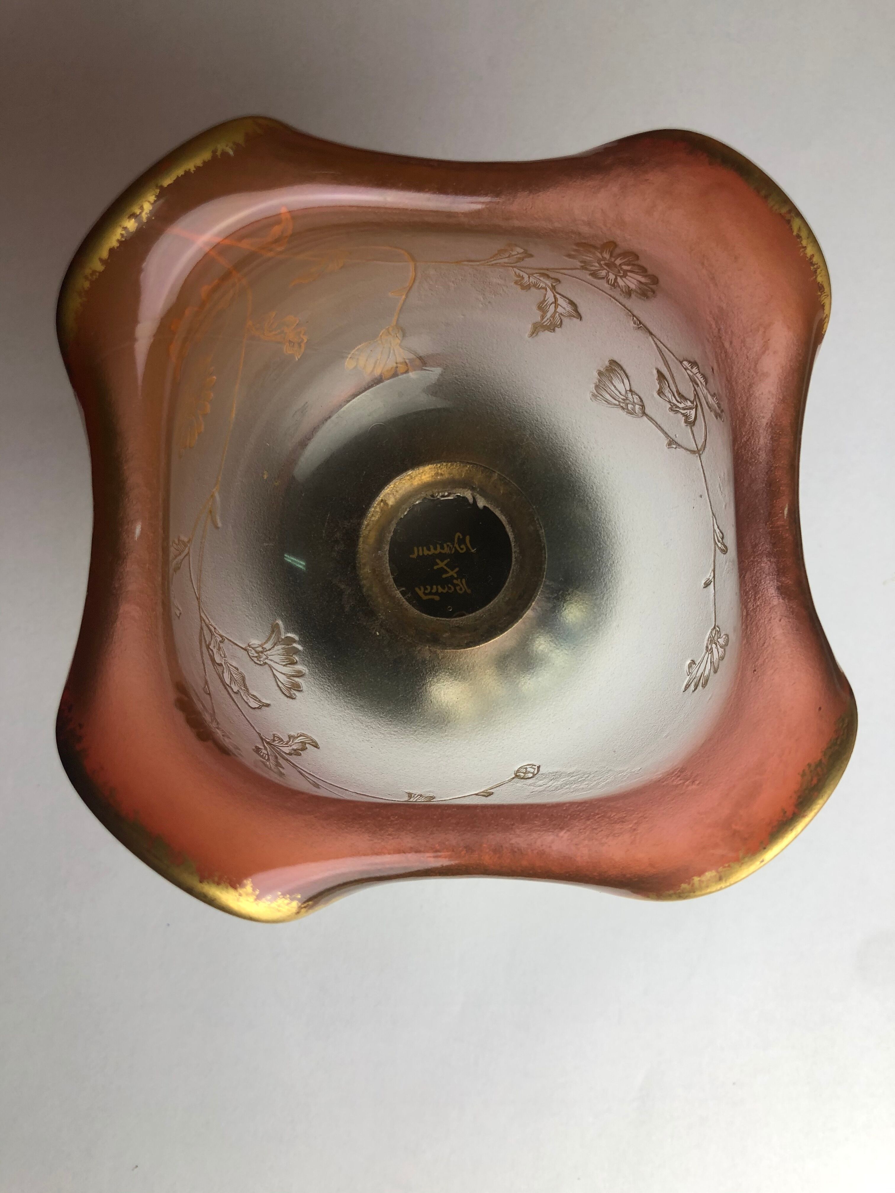 Coupe Daum Nancy orfèvrée polylobée décor de fleurs dégagé à l'acide | Selency