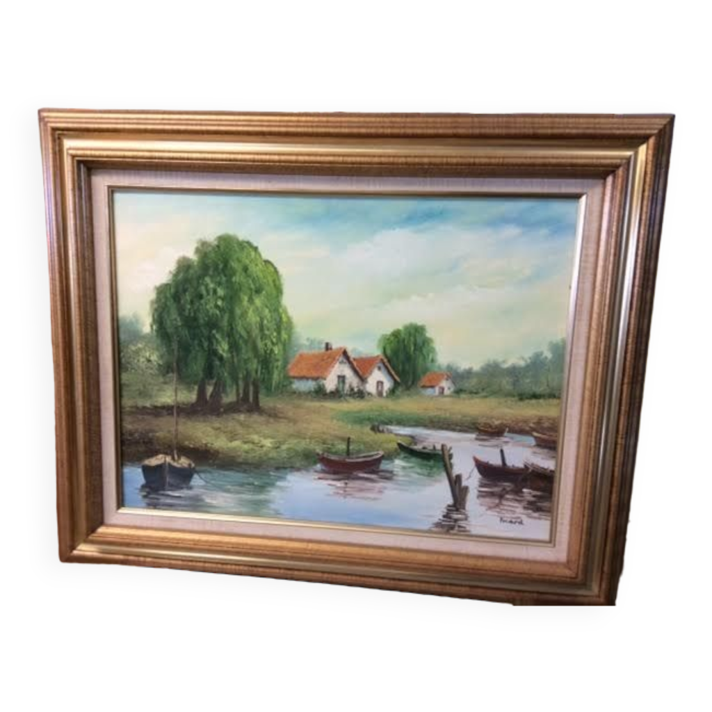 Tableau huile sur toile encadré | Selency