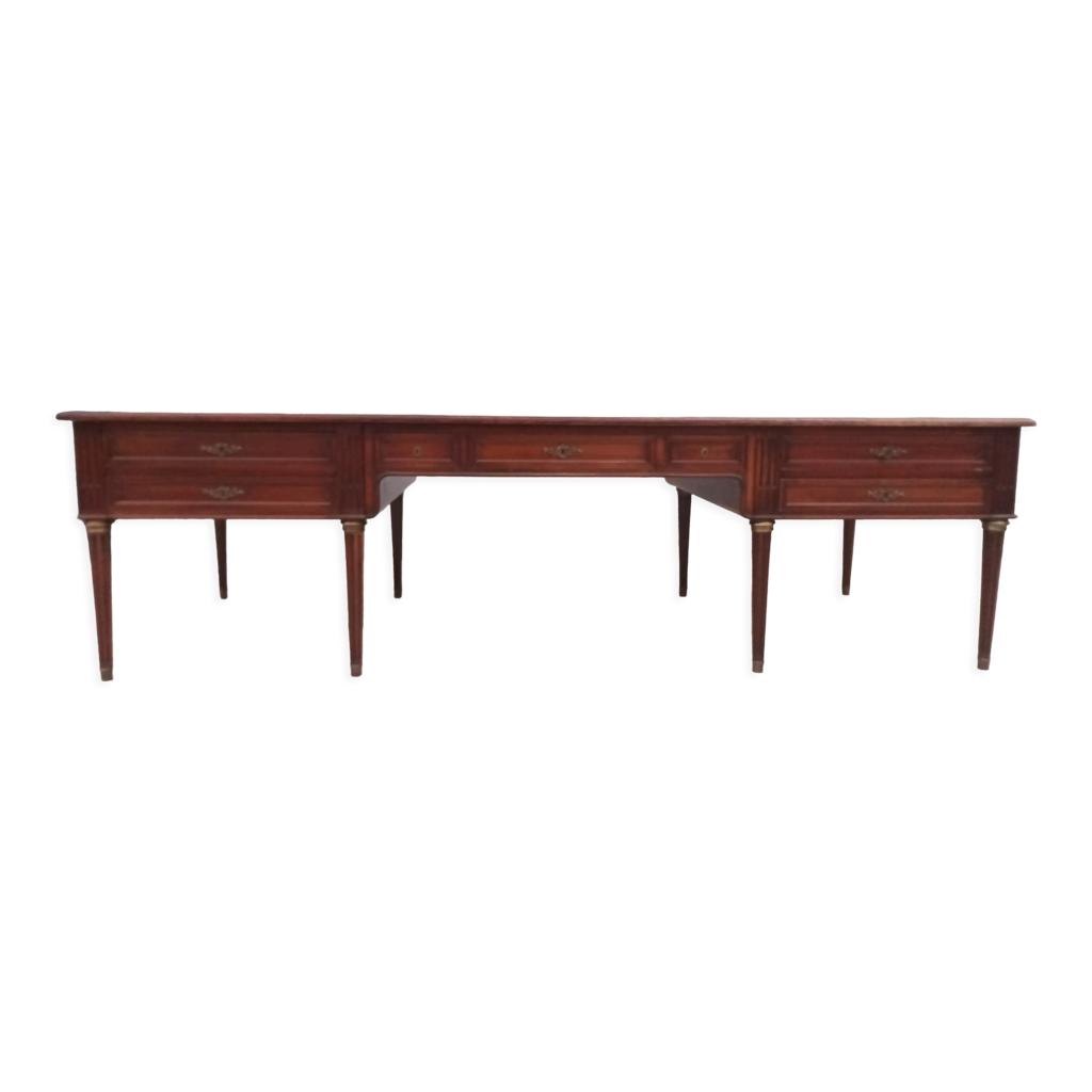 Bureau double face en acajou style Louis XVI | Selency