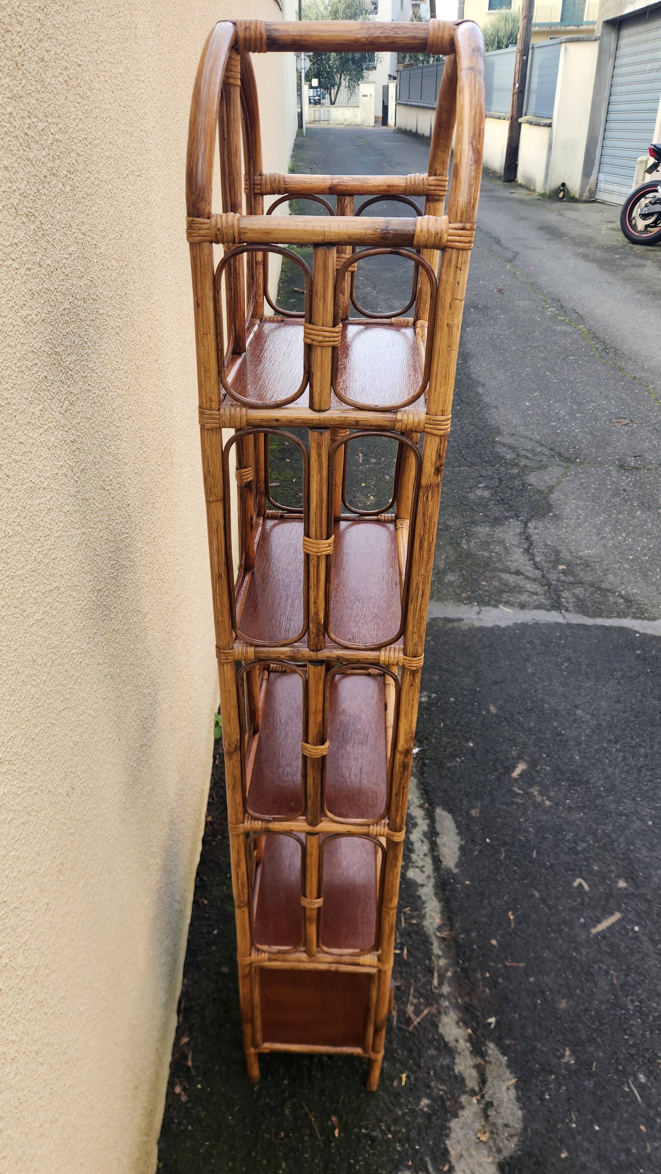 Étagère en rotin et osier, années 1960-1970 | Selency