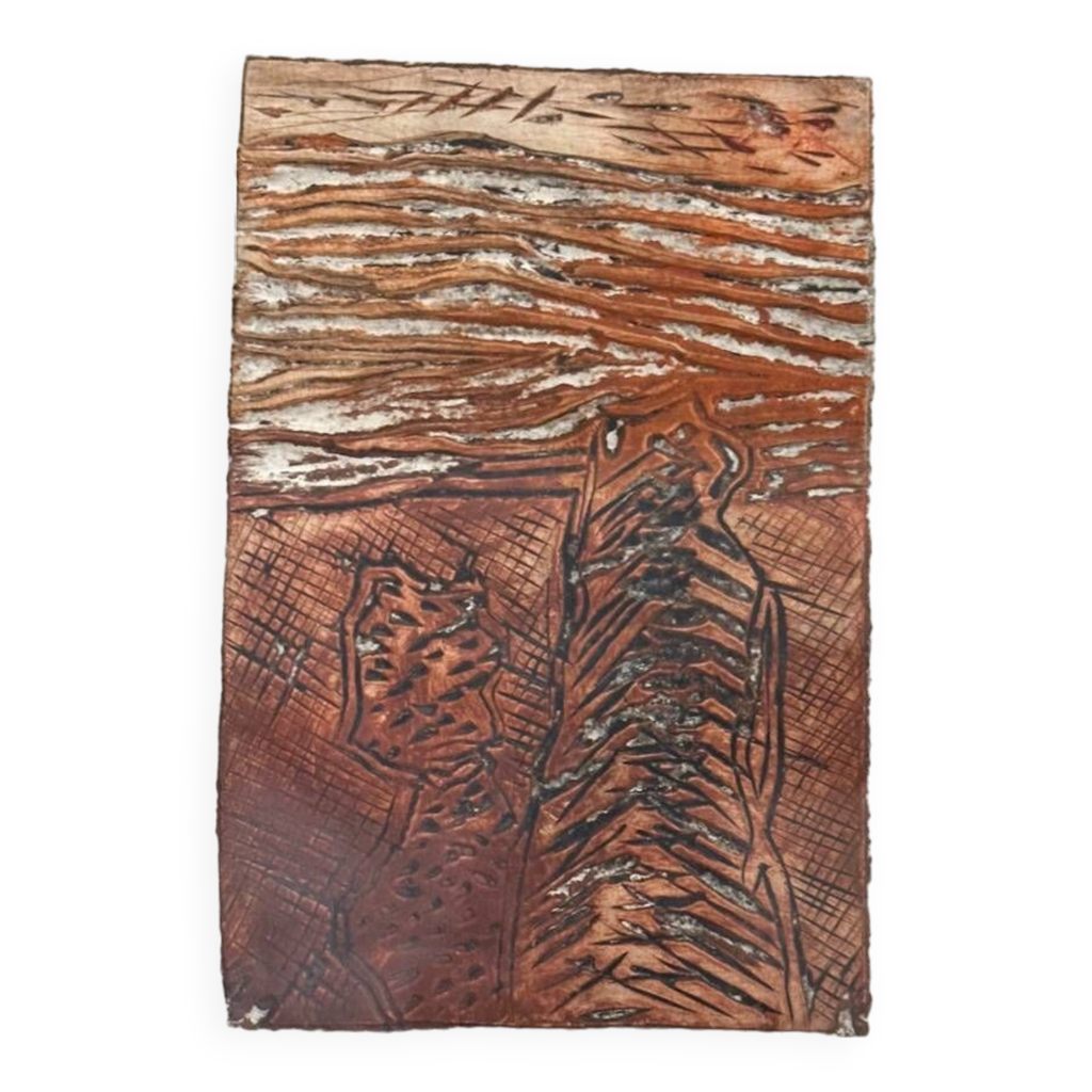 Serge helias ( 1923-2007 ), gravure en relief - épreuve d’ artiste ...
