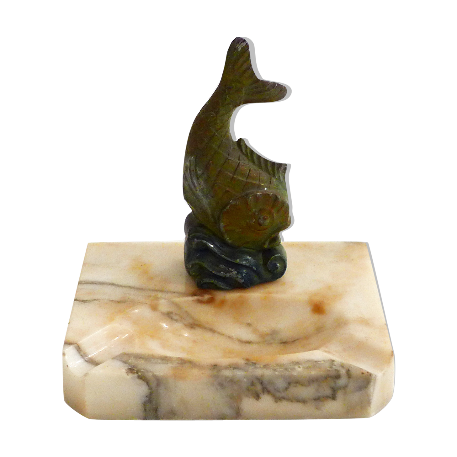 Cendrier art déco marbre & poisson | Selency