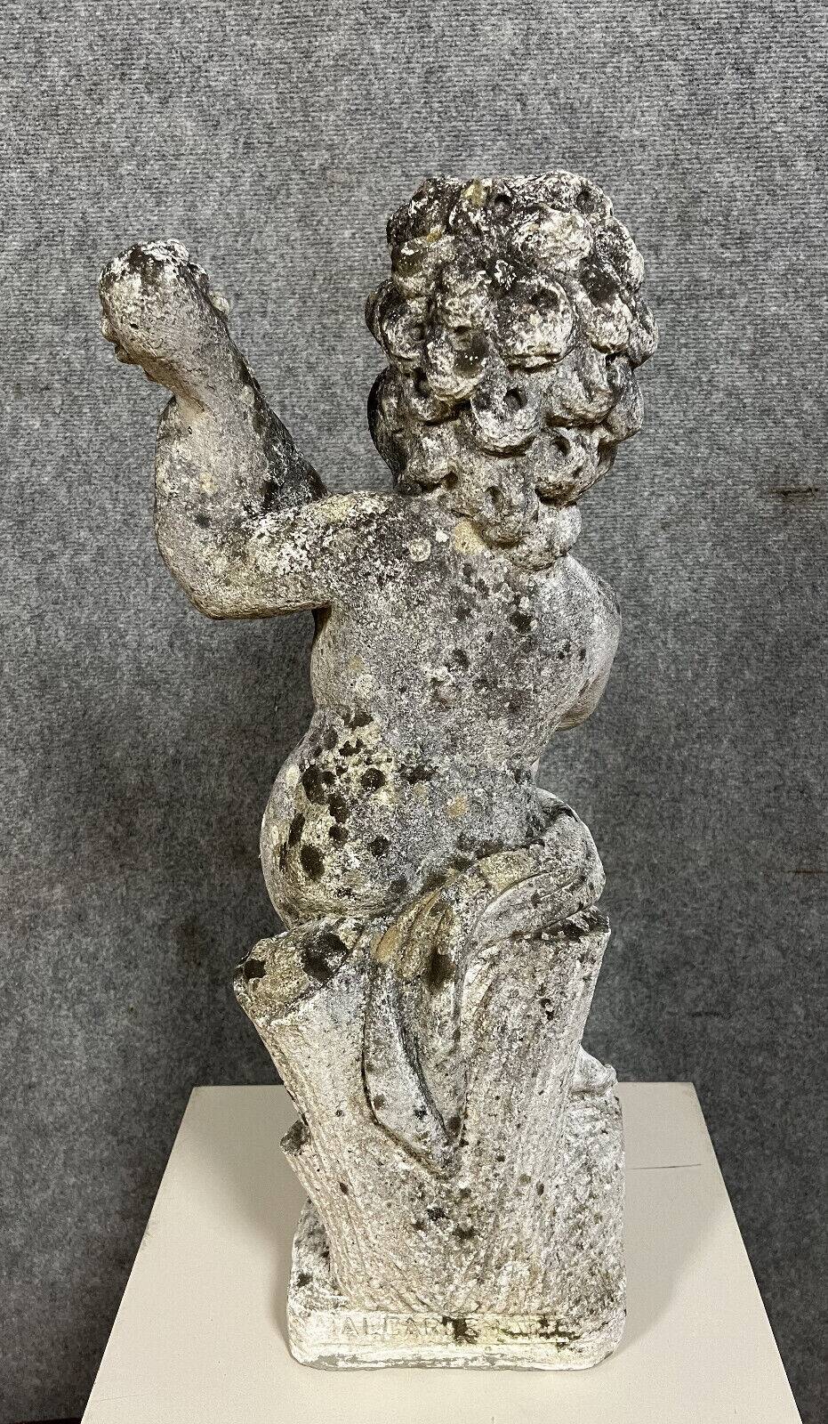 Reconstituted stone statue "putti with a mandolin" circa 1950 | Selency