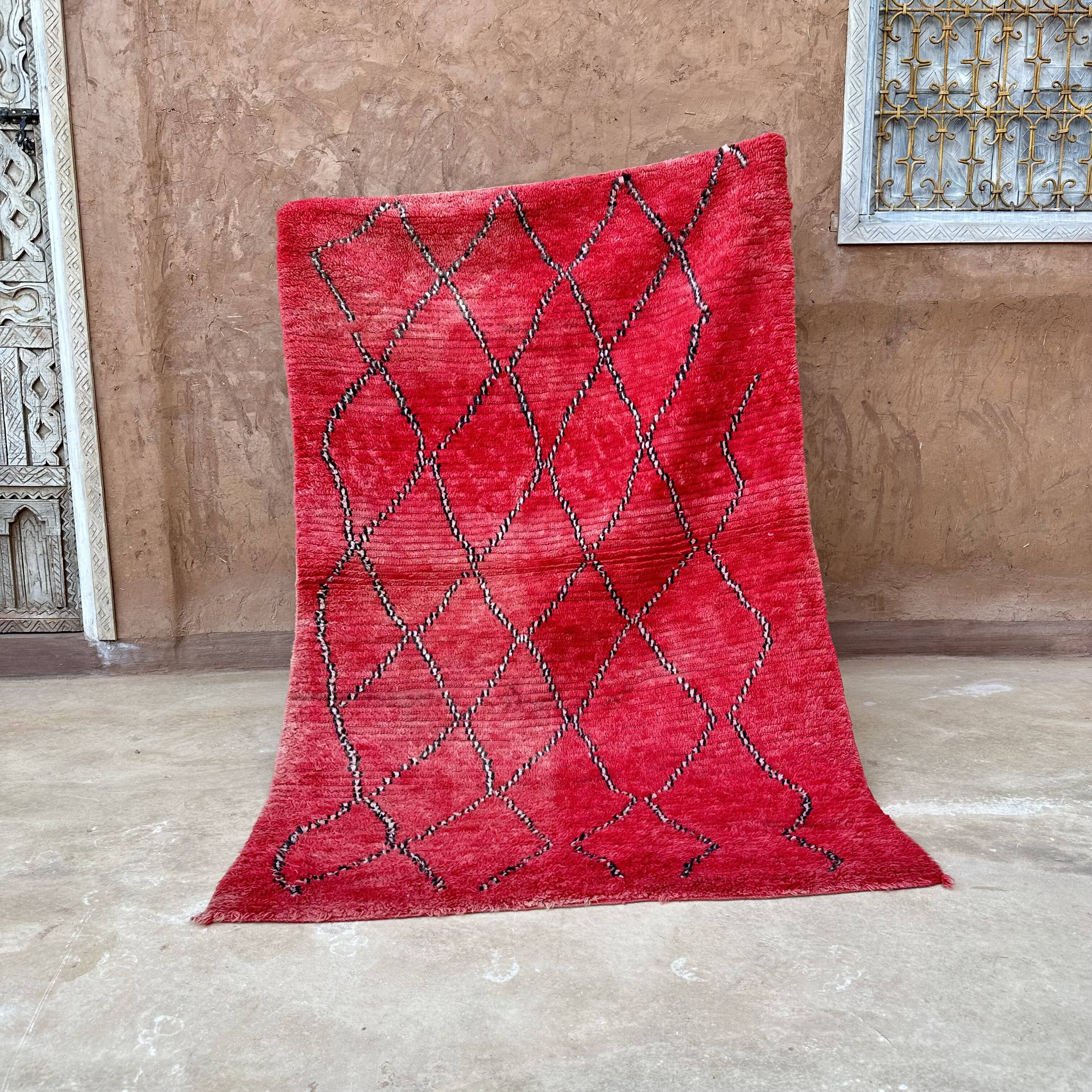 Tapis Marocain rouge - 110 x 165 cm | Selency