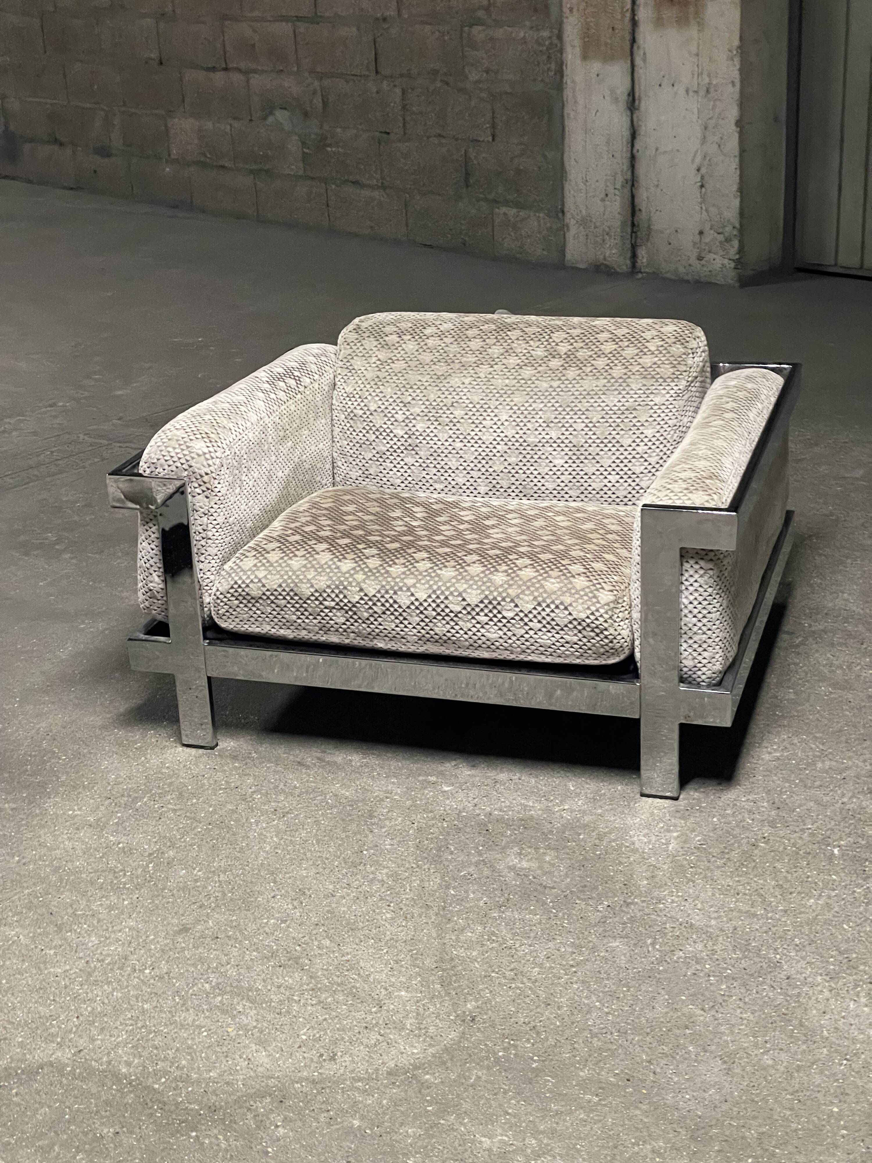 Fauteuil chromé style Willy rizzo | Selency