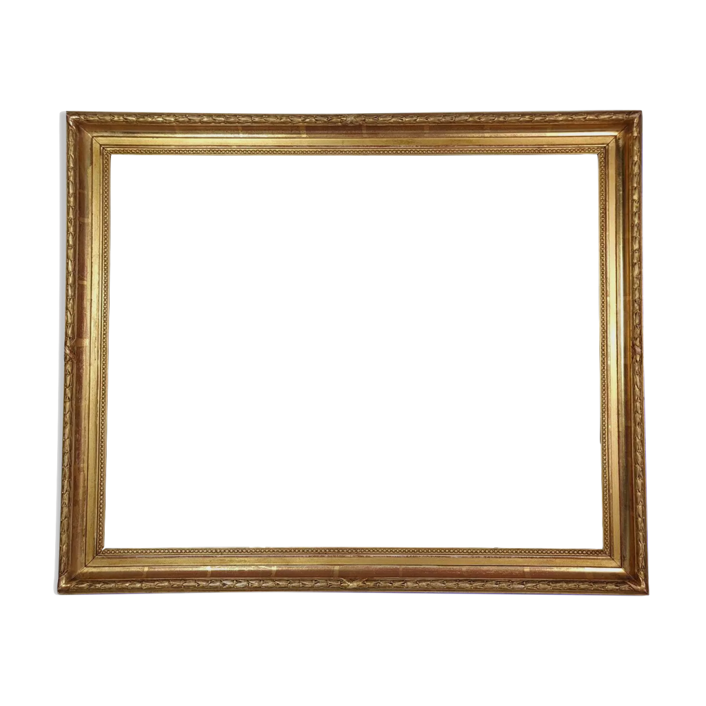 Cadre fin XIXe siècle bois stuc perlé dorure d'origine 71x59 cm ...