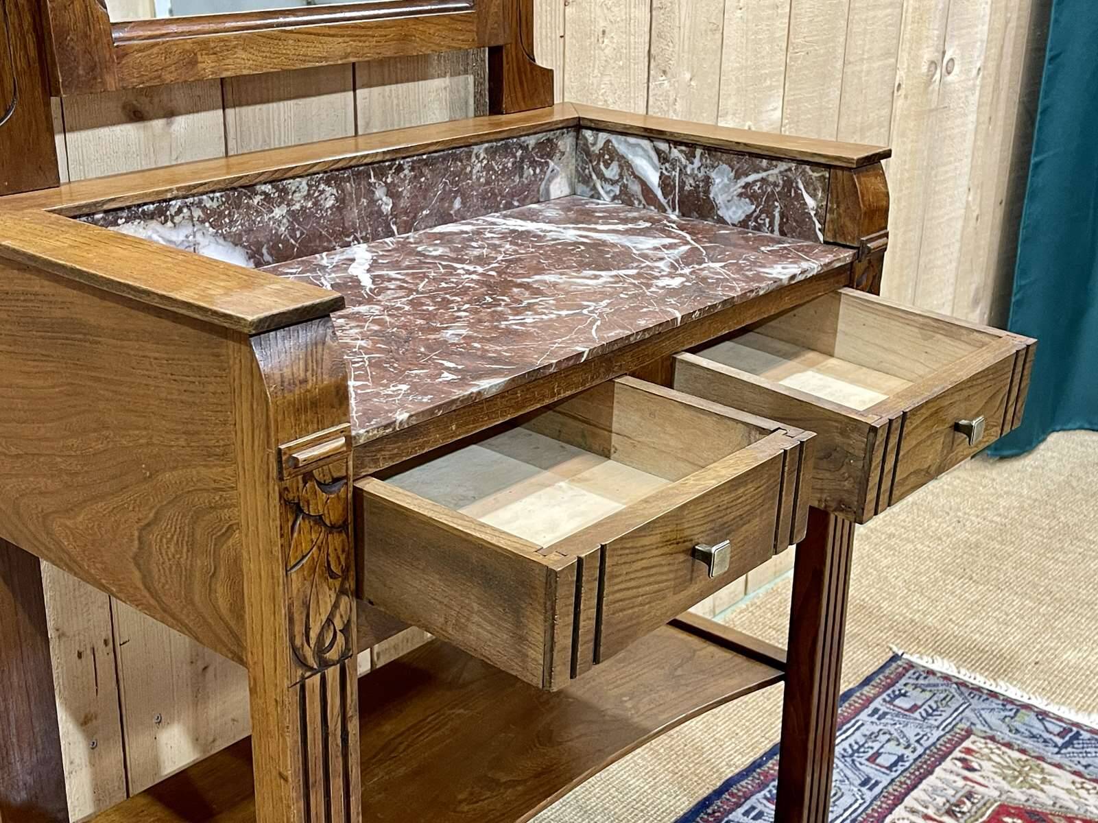 Art Deco dressing table in chestnut and marble top from the 1930s | Selency