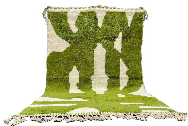 Tapis marocain vert - Tapis berbère en laine fait main, 150/250CM | Selency