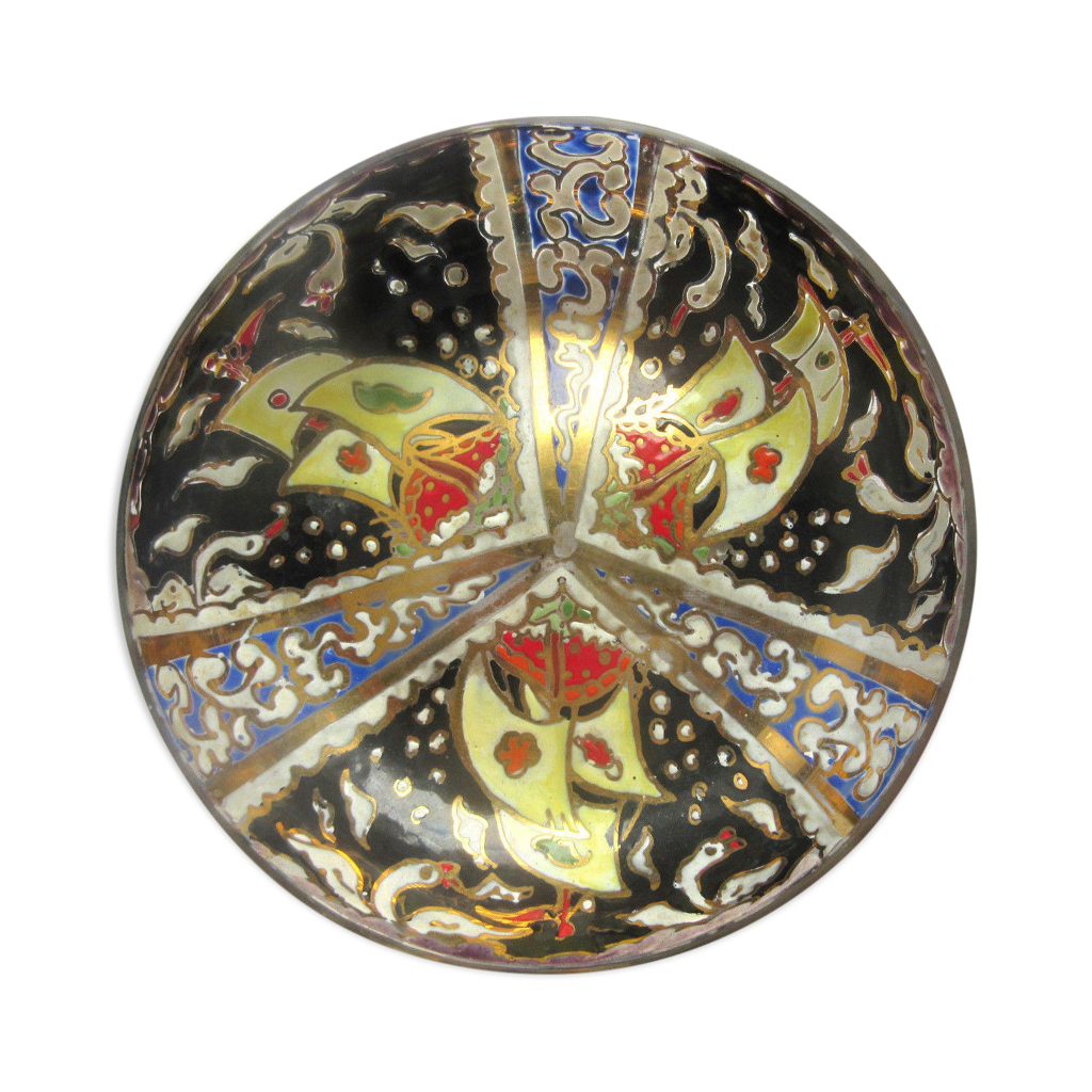Pocket vide, Enamelled glass cup, Spanish folk art ROYO style | Selency
