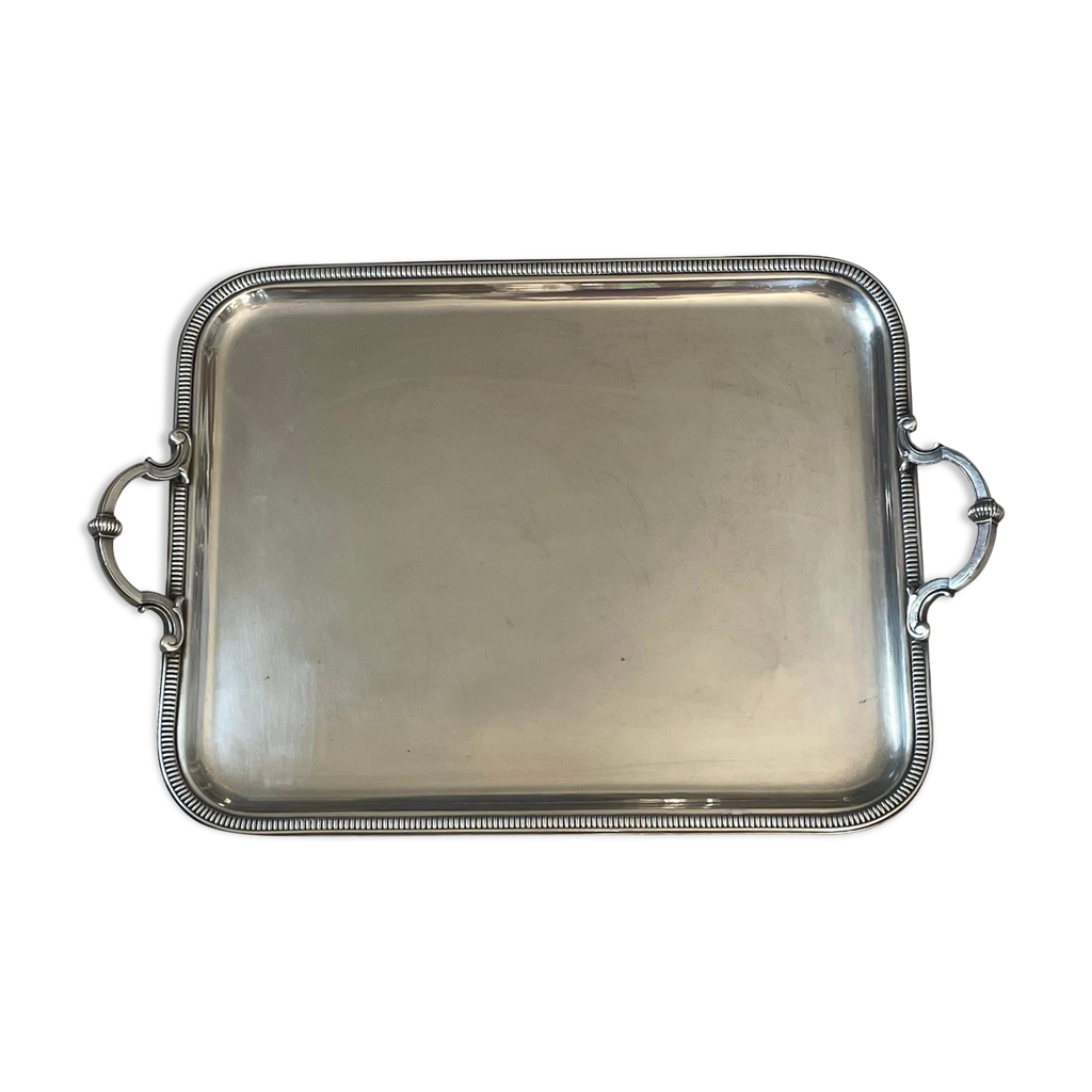 Plateau en métal argenté lenain 55x37 | Selency