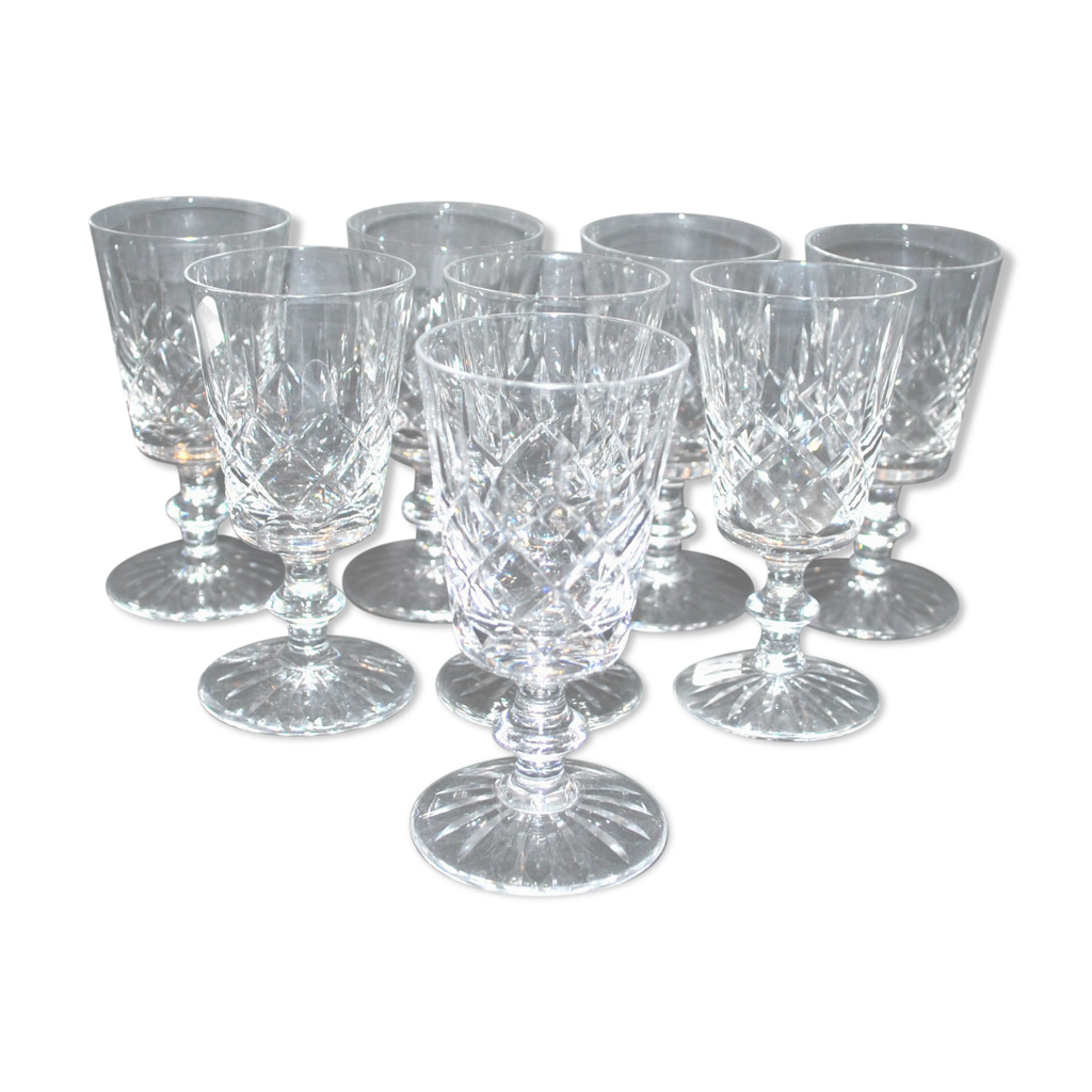 Lot de 8 verres à alcool en cristal taillé vintage - rhum, liqueur ...