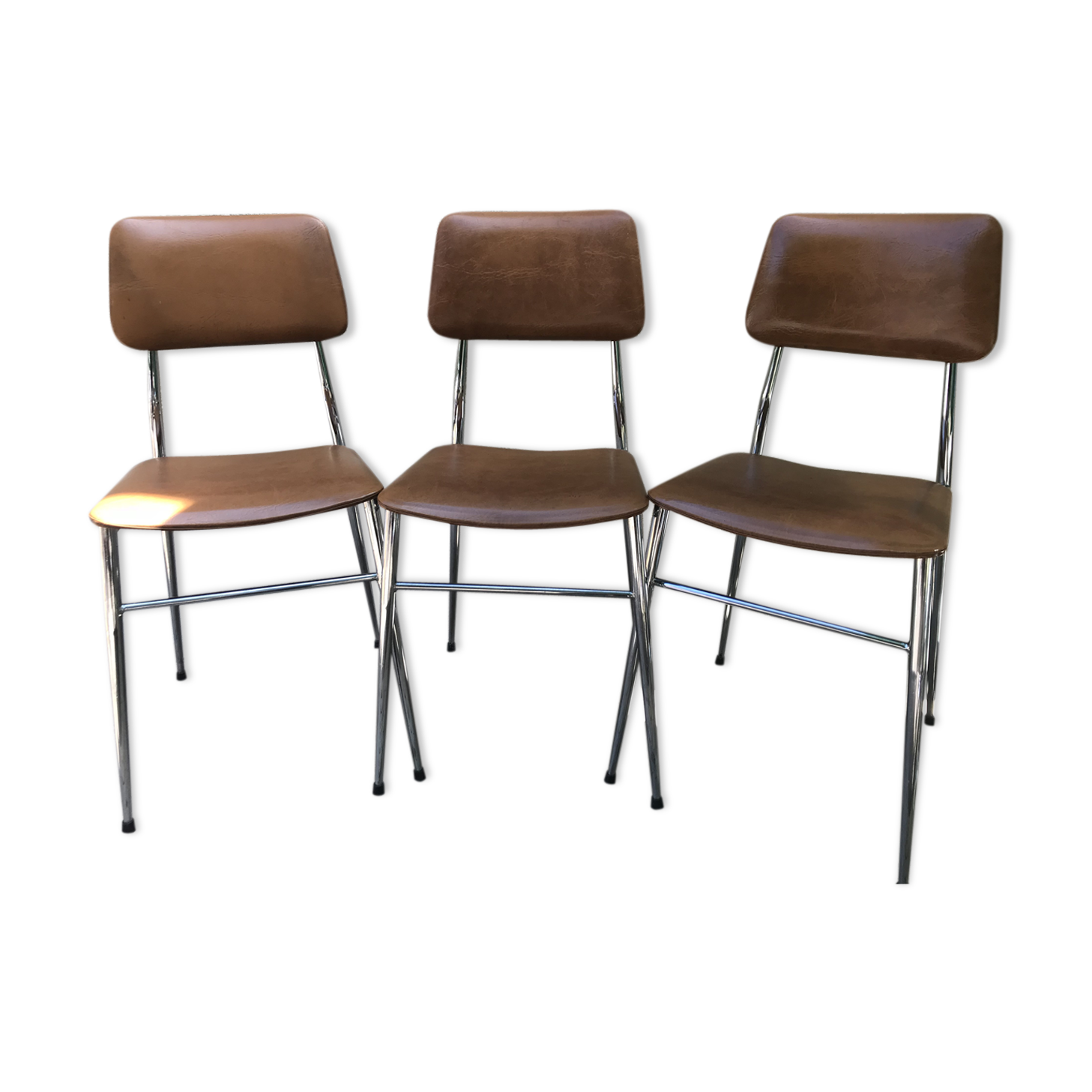 Series of 3 old Tubmenager chairs 70s | Selency