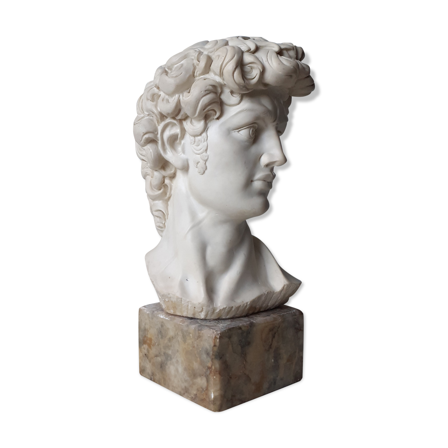 Tête de David en plâtre sur socle en marbre signée G. Carusi | Selency