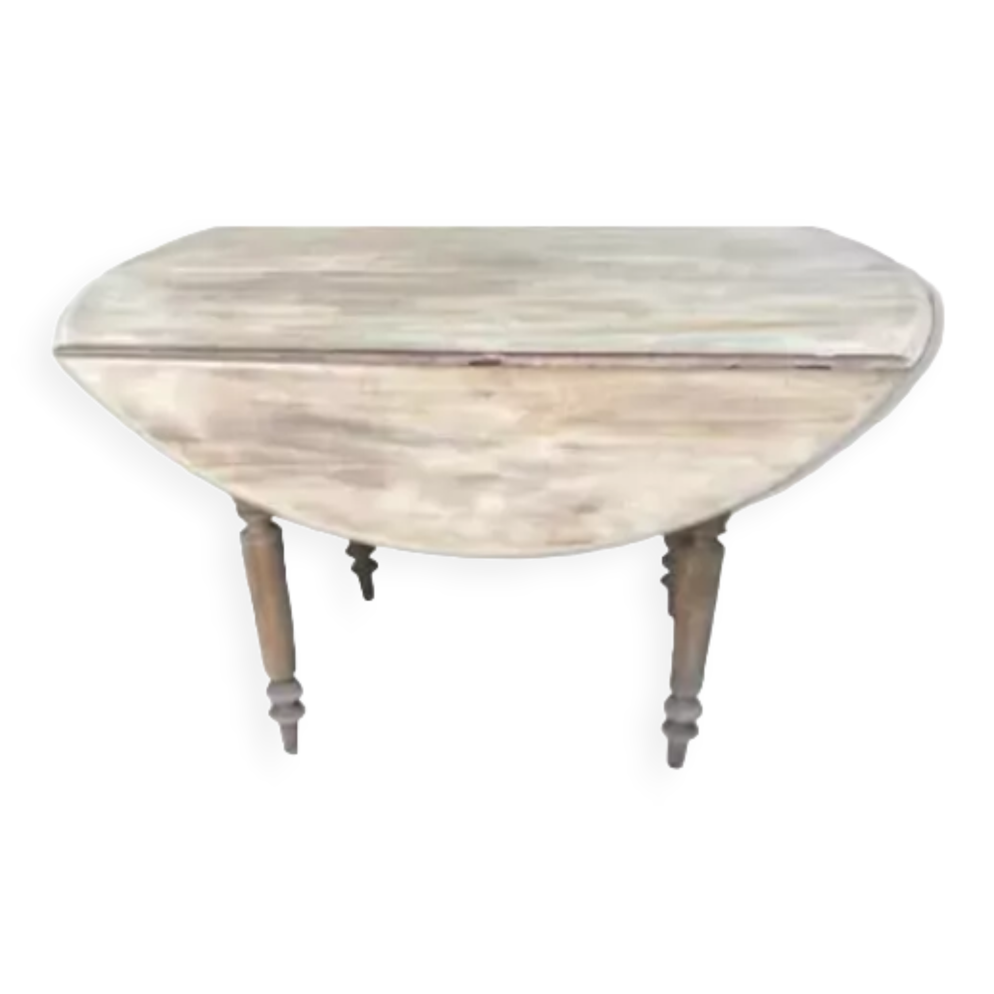 Table ronde à rabats en bois brut | Selency