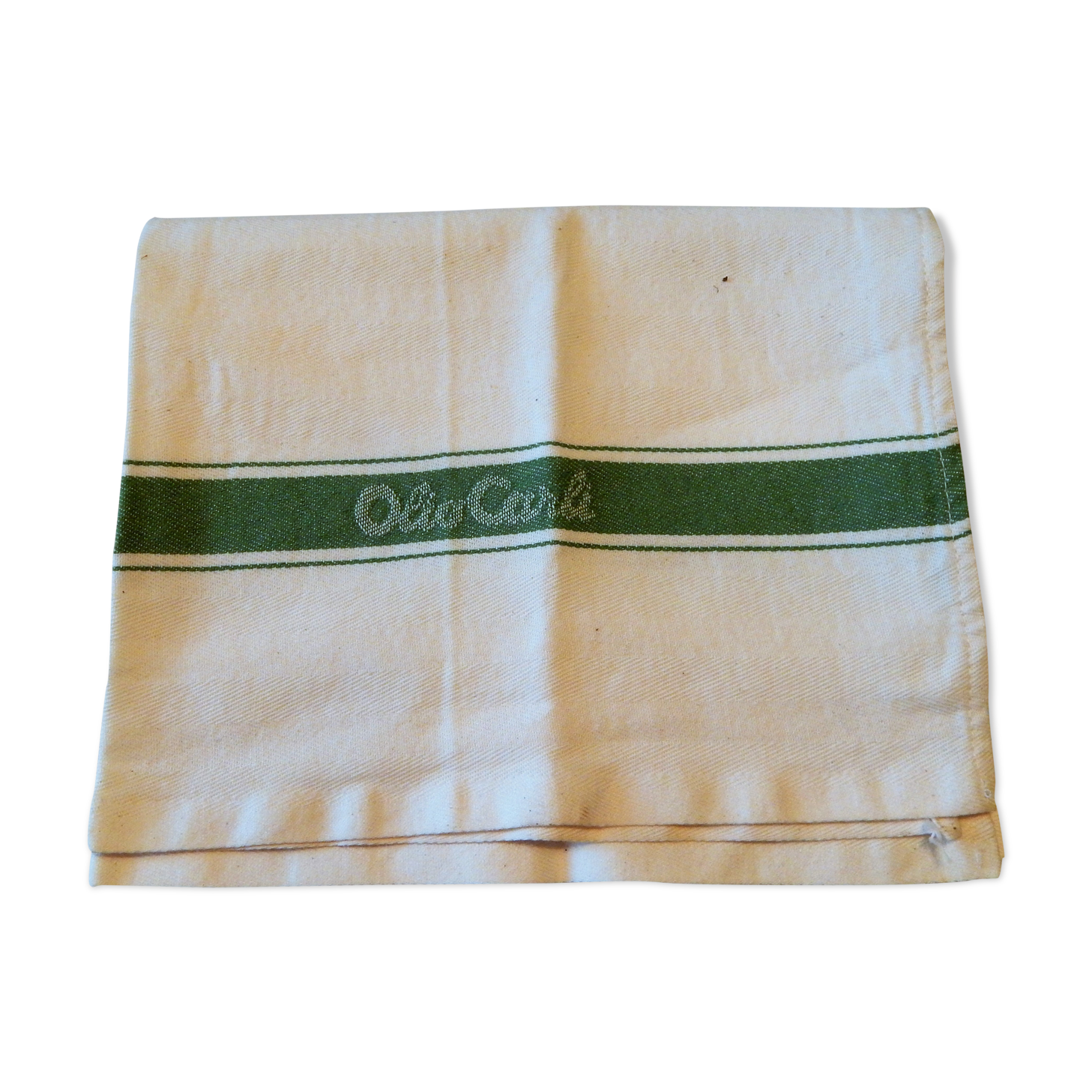 Ancien torchon bande verte | Selency