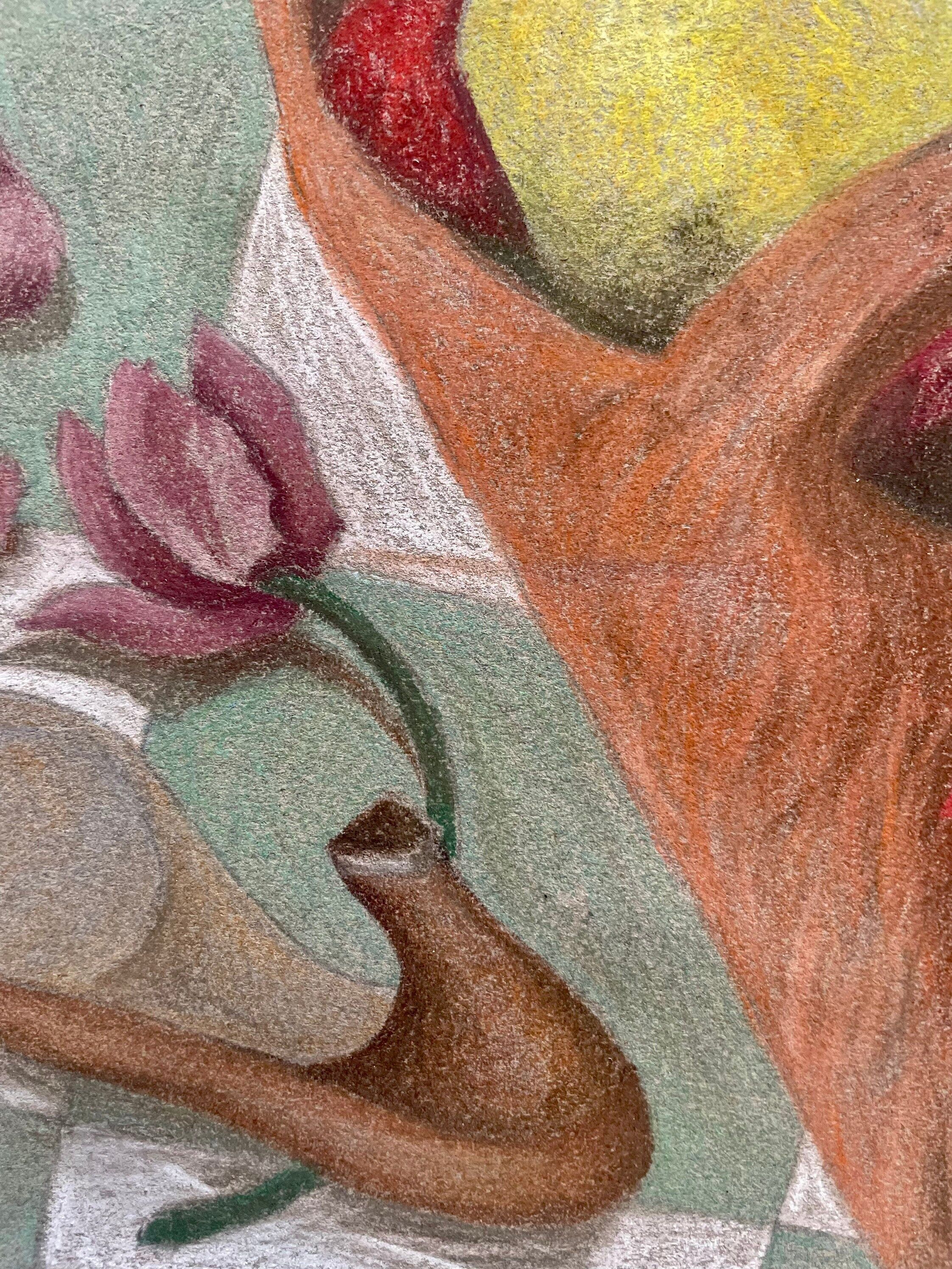 Peinture au pastel d’avant-garde cubiste française sur papier. Nature ...