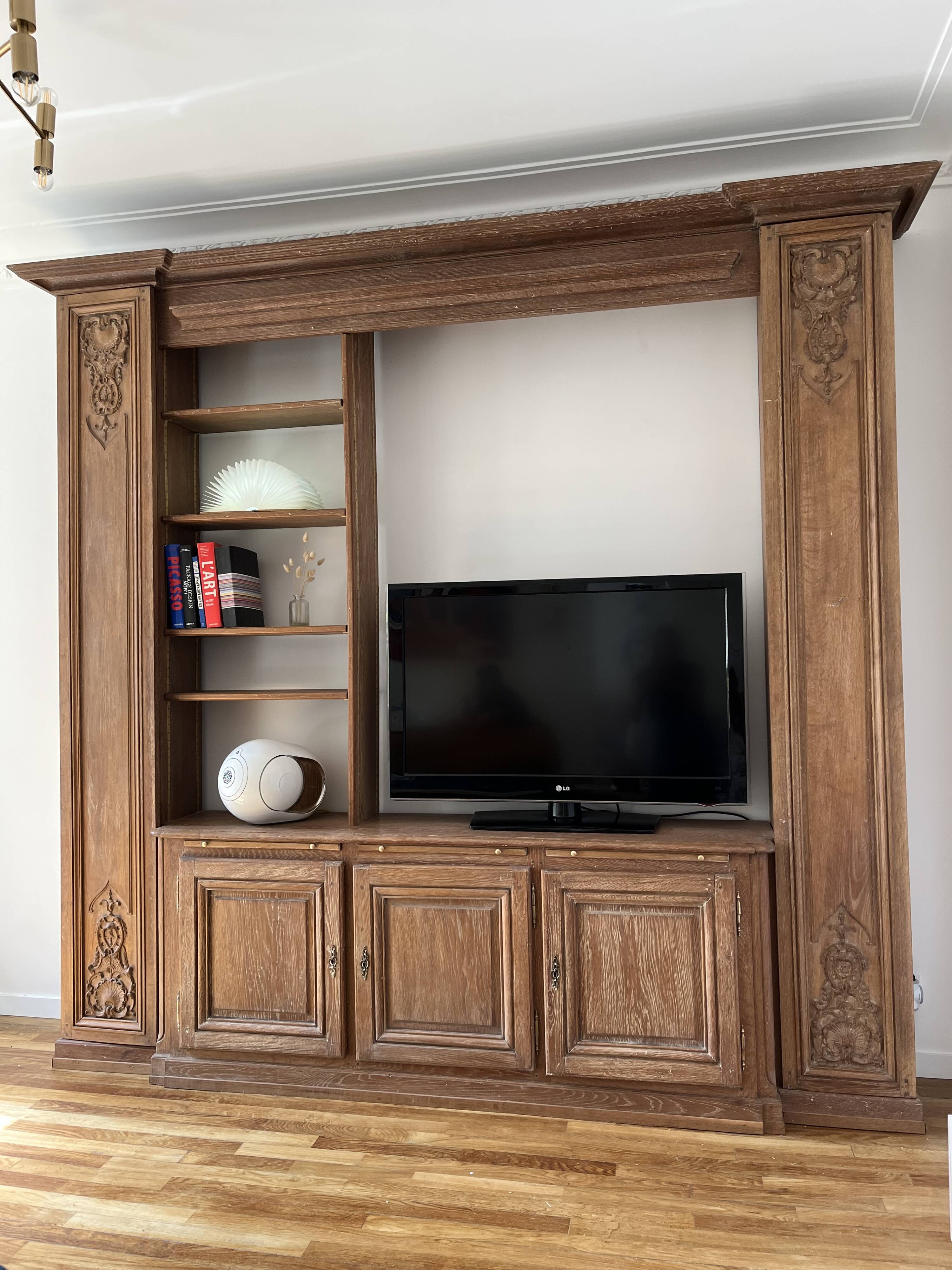 Regency style bookcase/sideboard in light cerused oak | Selency