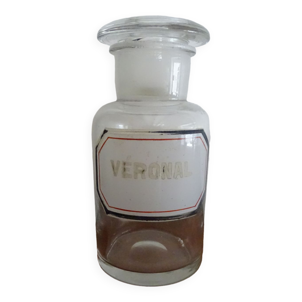 Flacon pharmacie apothicaire verre émaillé Véronal | Selency