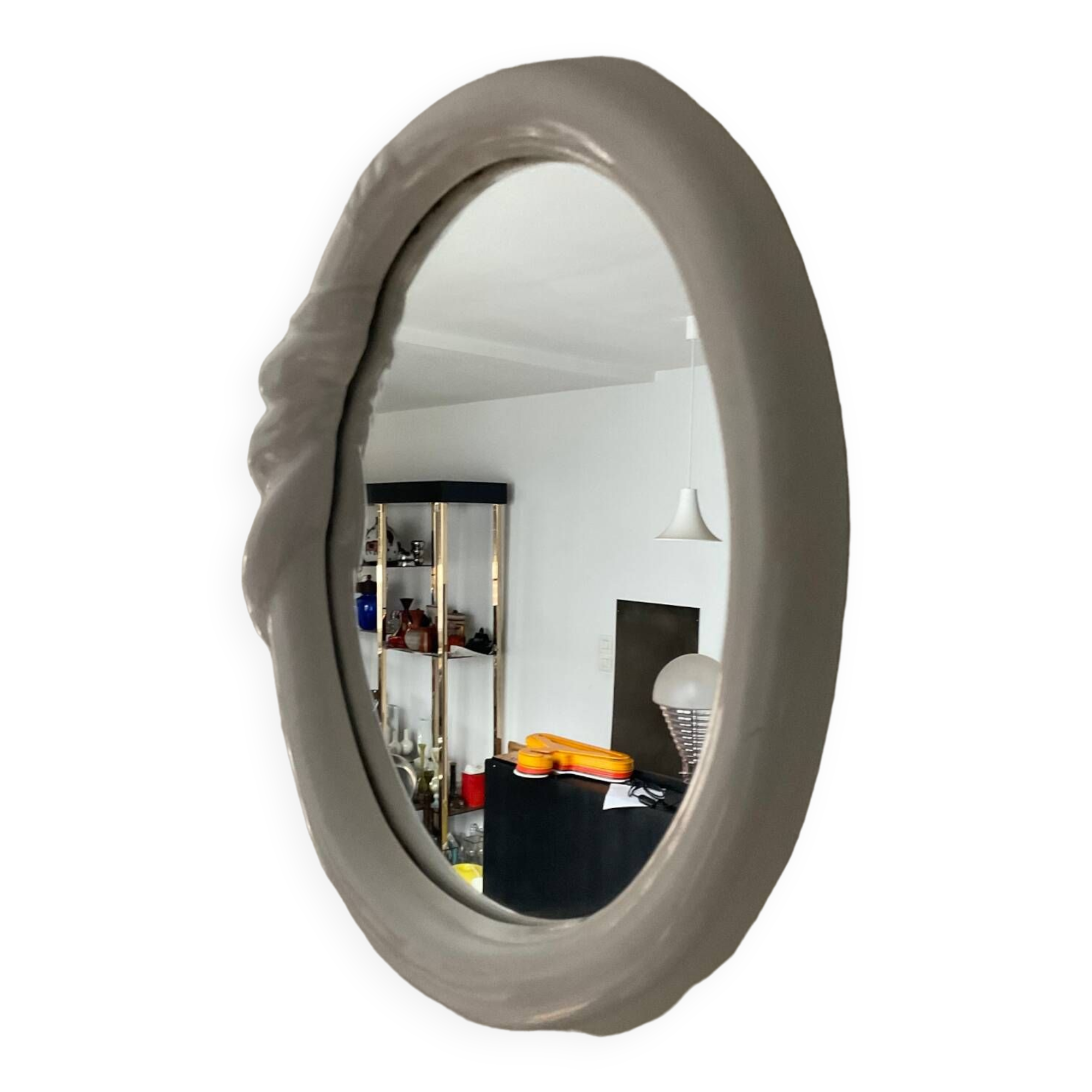 Miroir vintage en céramique émaillée des années 70 | Selency