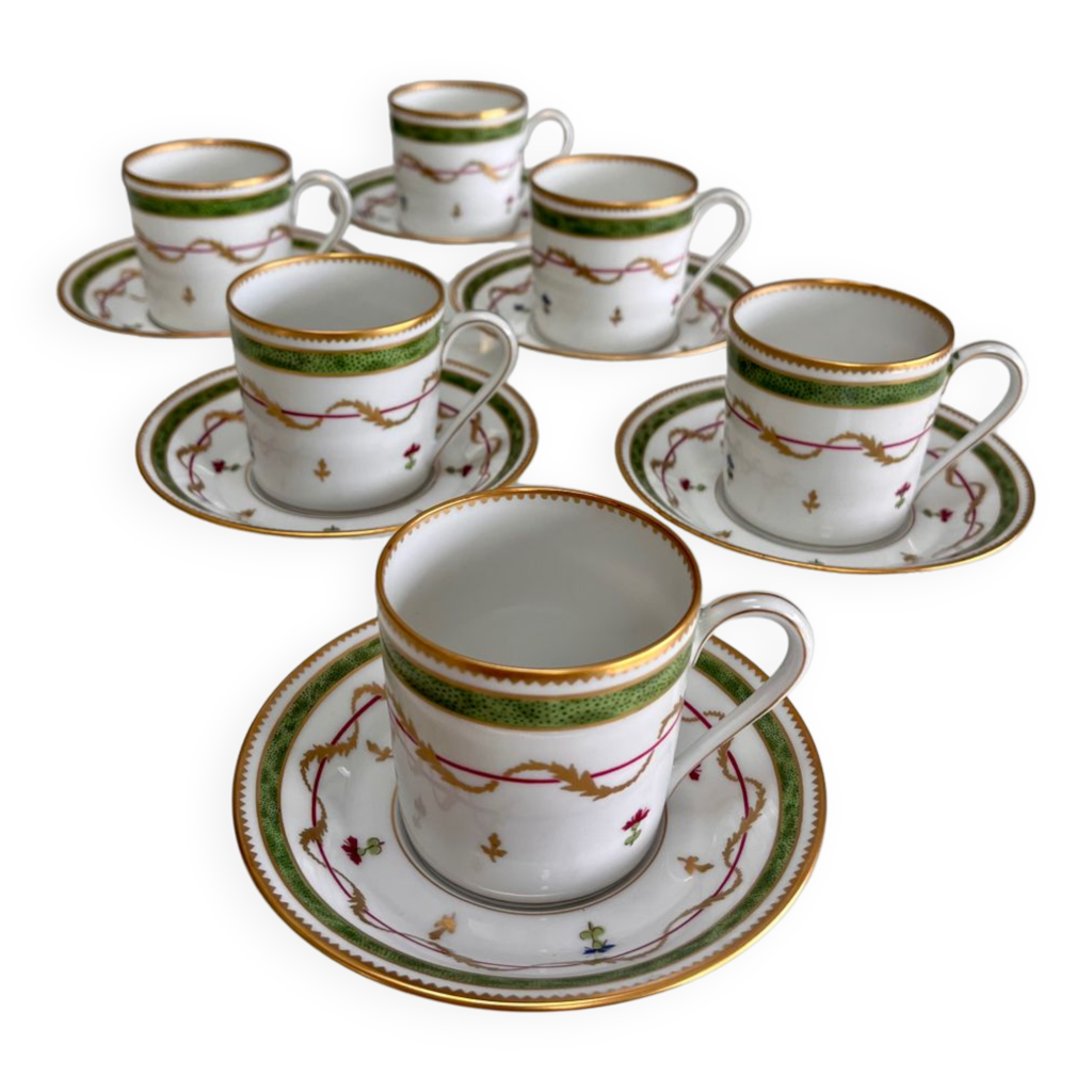 Service De 6 Tasses à Café Et 6 Sous Tasses Haviland Vieux Paris